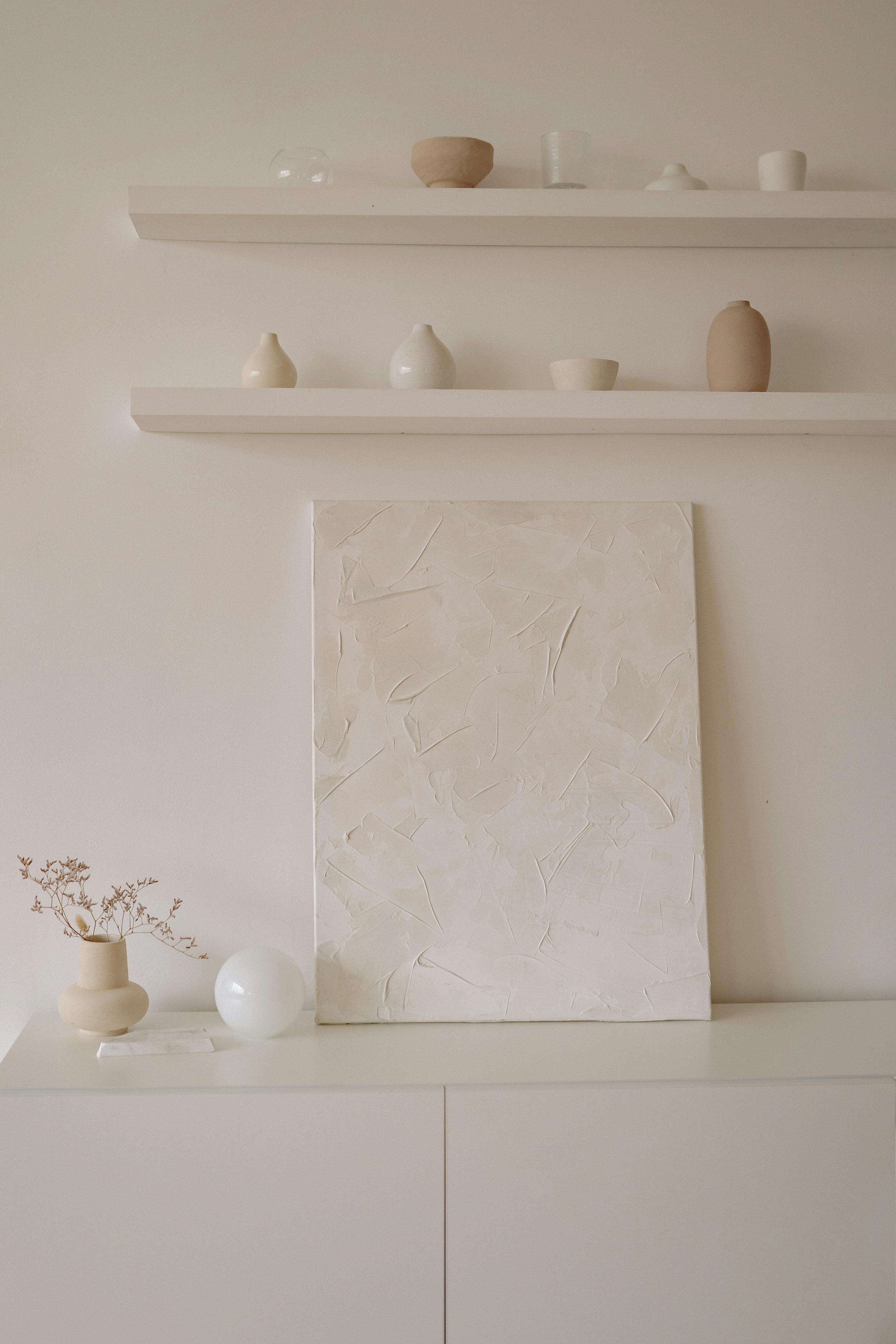 White Wooden Canvas on White Wooden Cabinet · Free Stock Photo