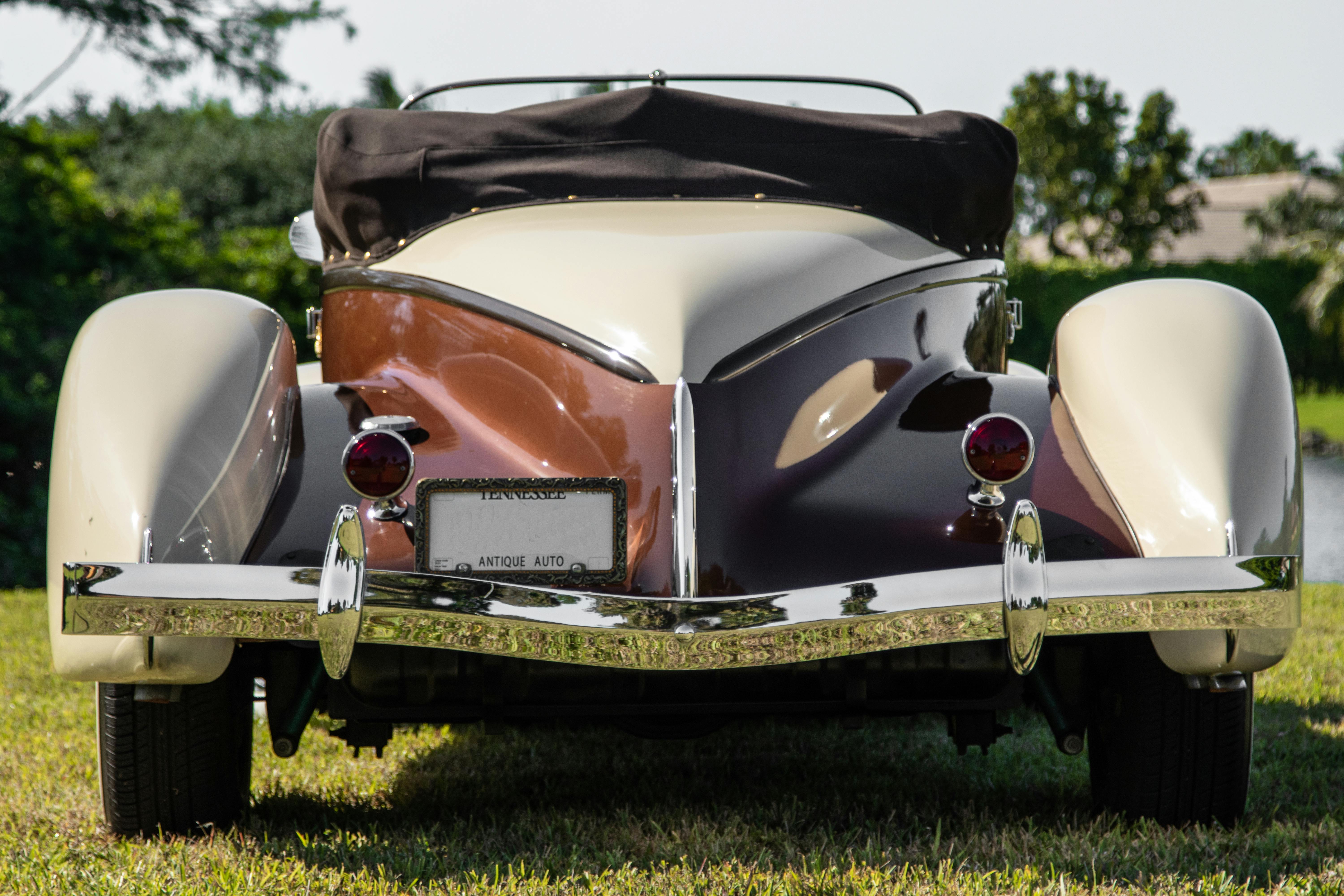 Back View of Restored Luxury Vintage Car · Free Stock Photo