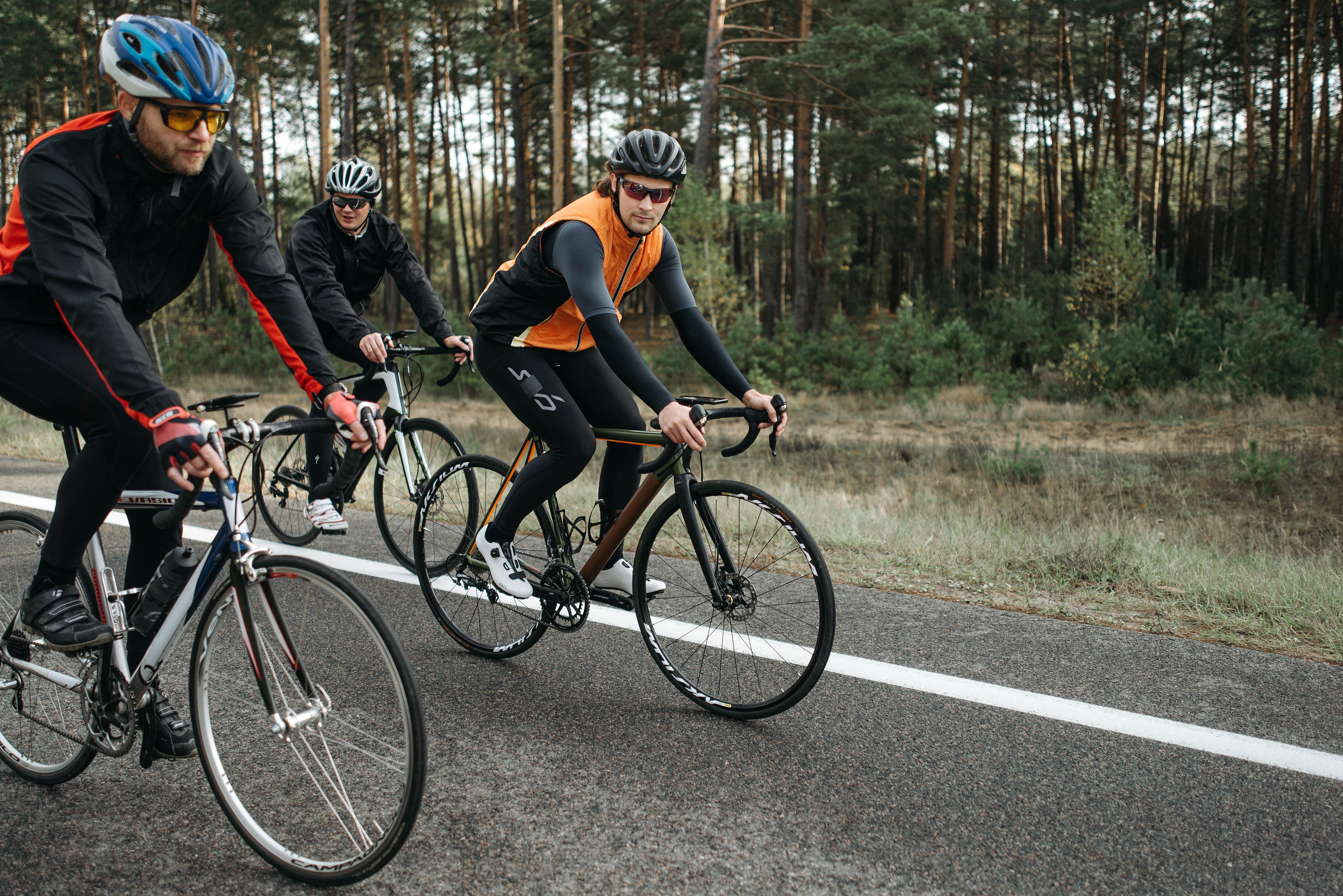 Sportsman riding bicycle on road in countryside · Free Stock Photo