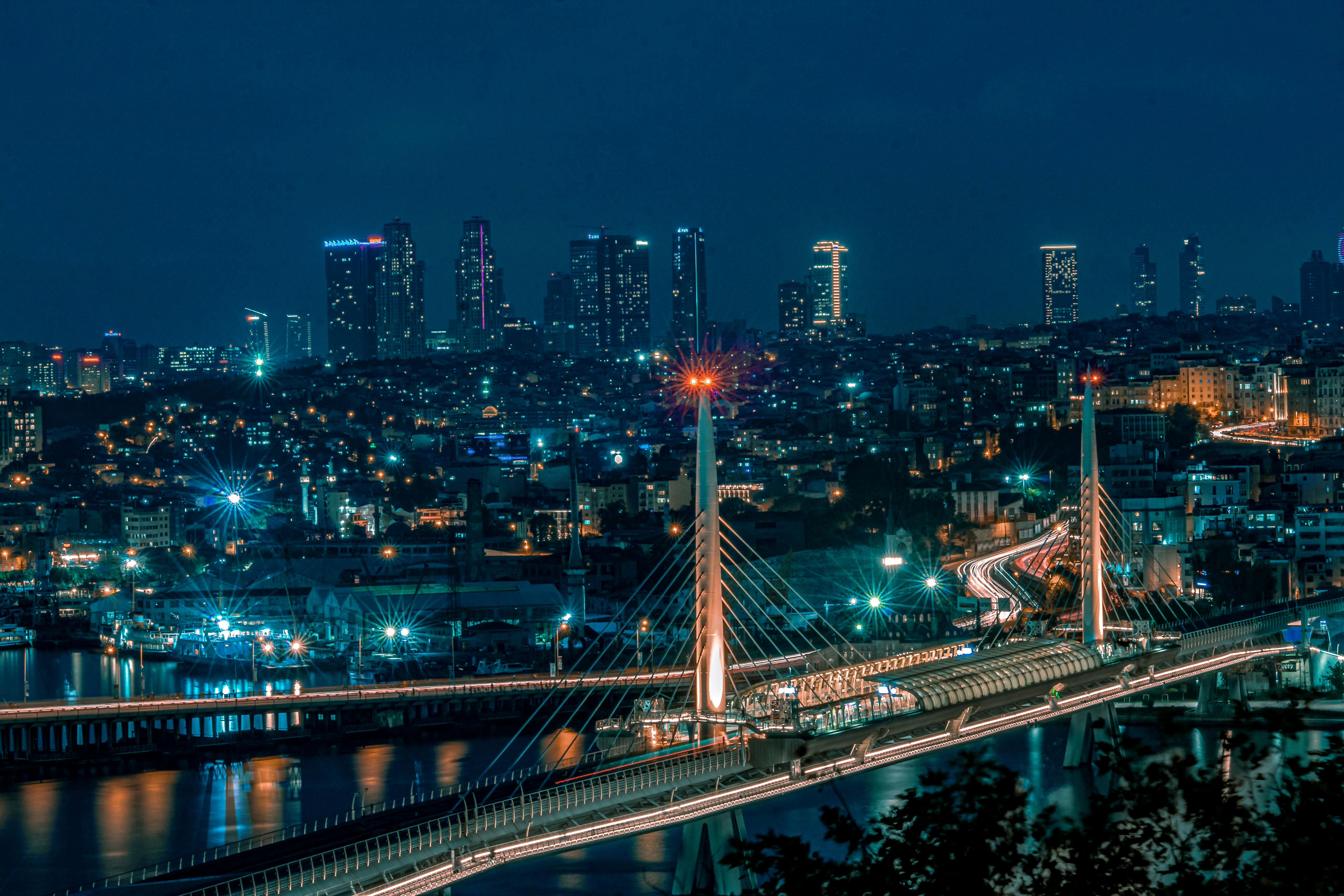Cityscape with Lights during Night Time · Free Stock Photo