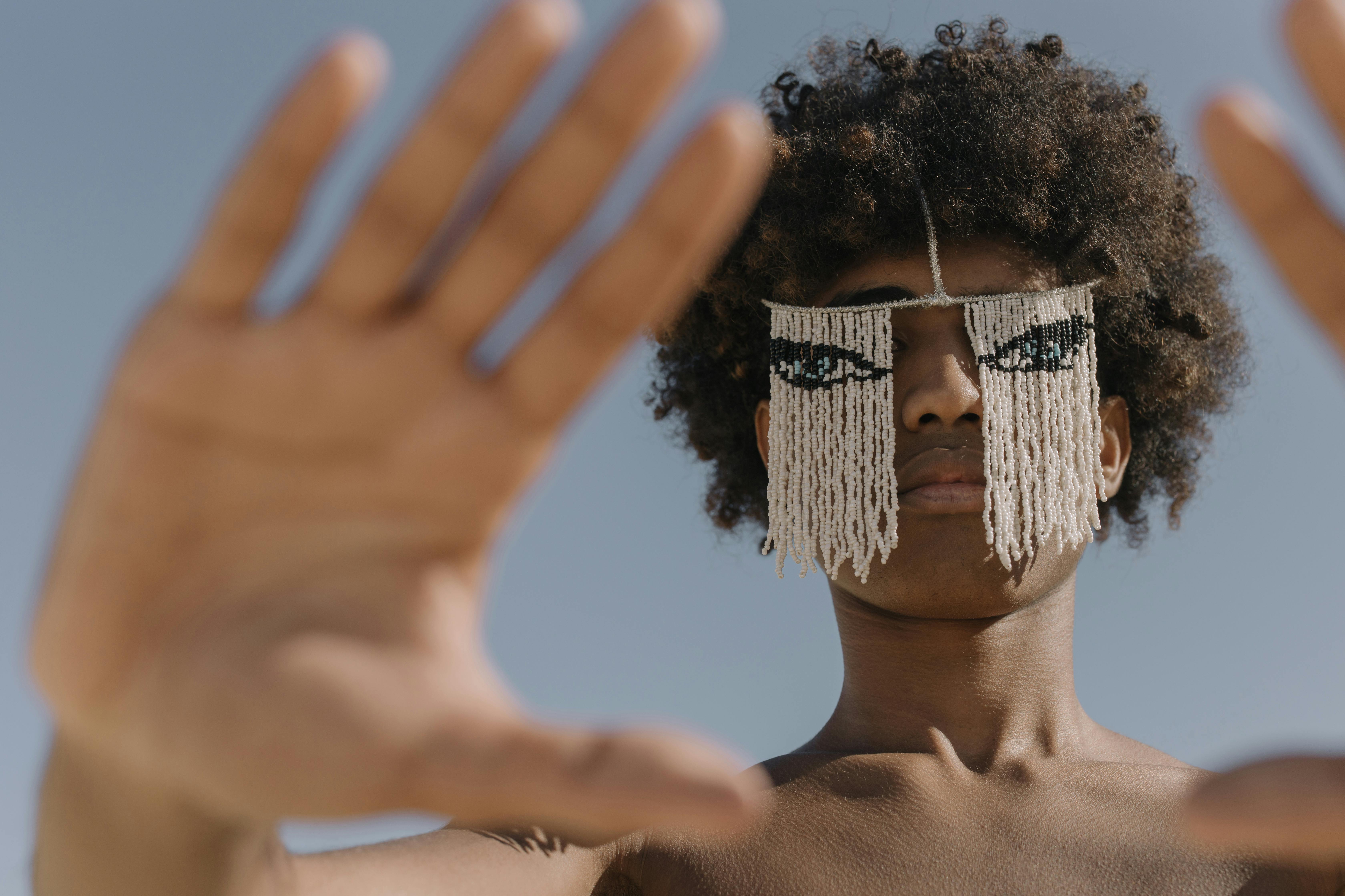Man with Face Mask with Eyes on It · Free Stock Photo