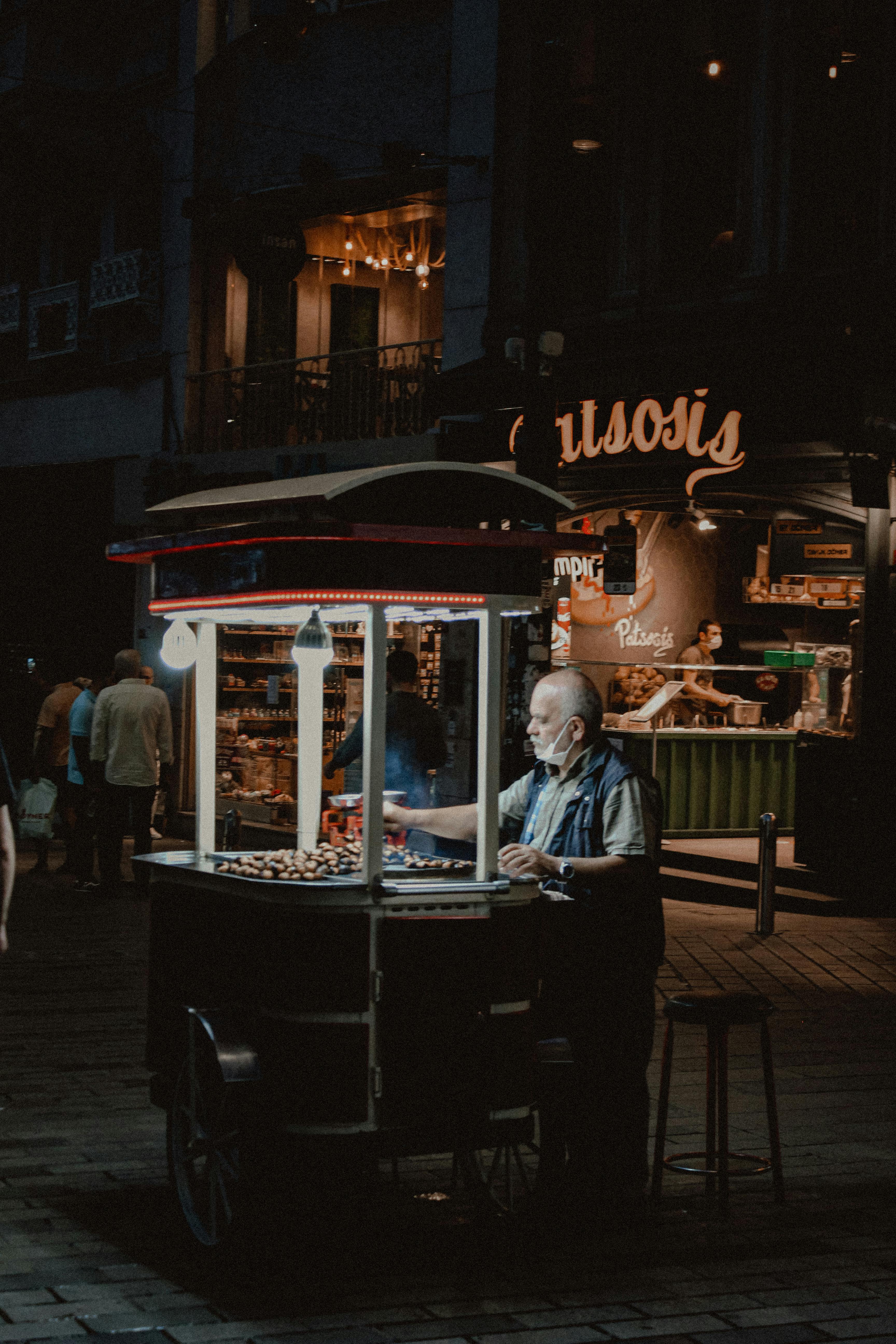 A Man Pushing His Food Cart · Free Stock Photo