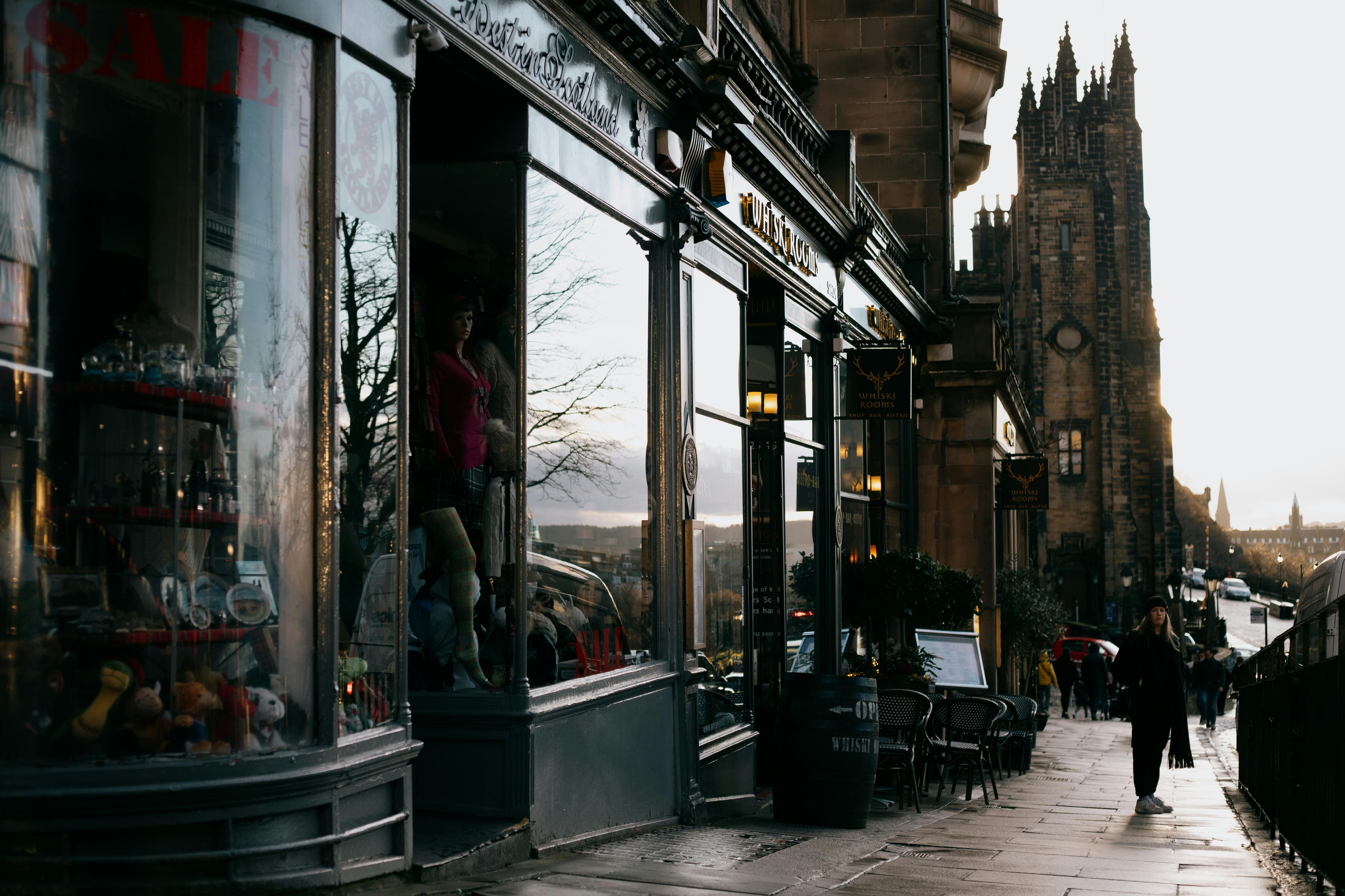 Showcases of old shop on city street in cold weather · Free Stock Photo