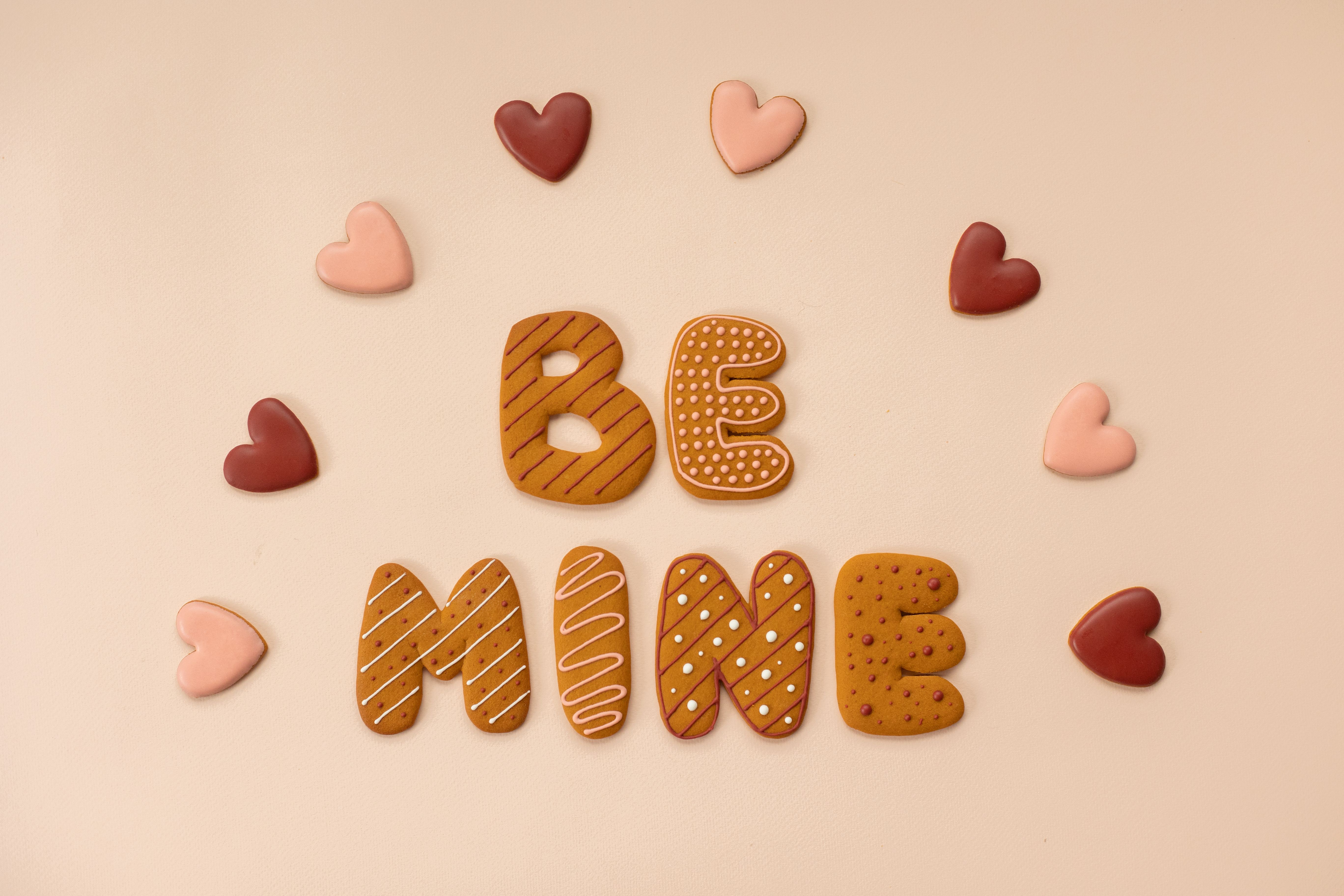 Arrangement of letter and heart shaped cookies · Free Stock Photo