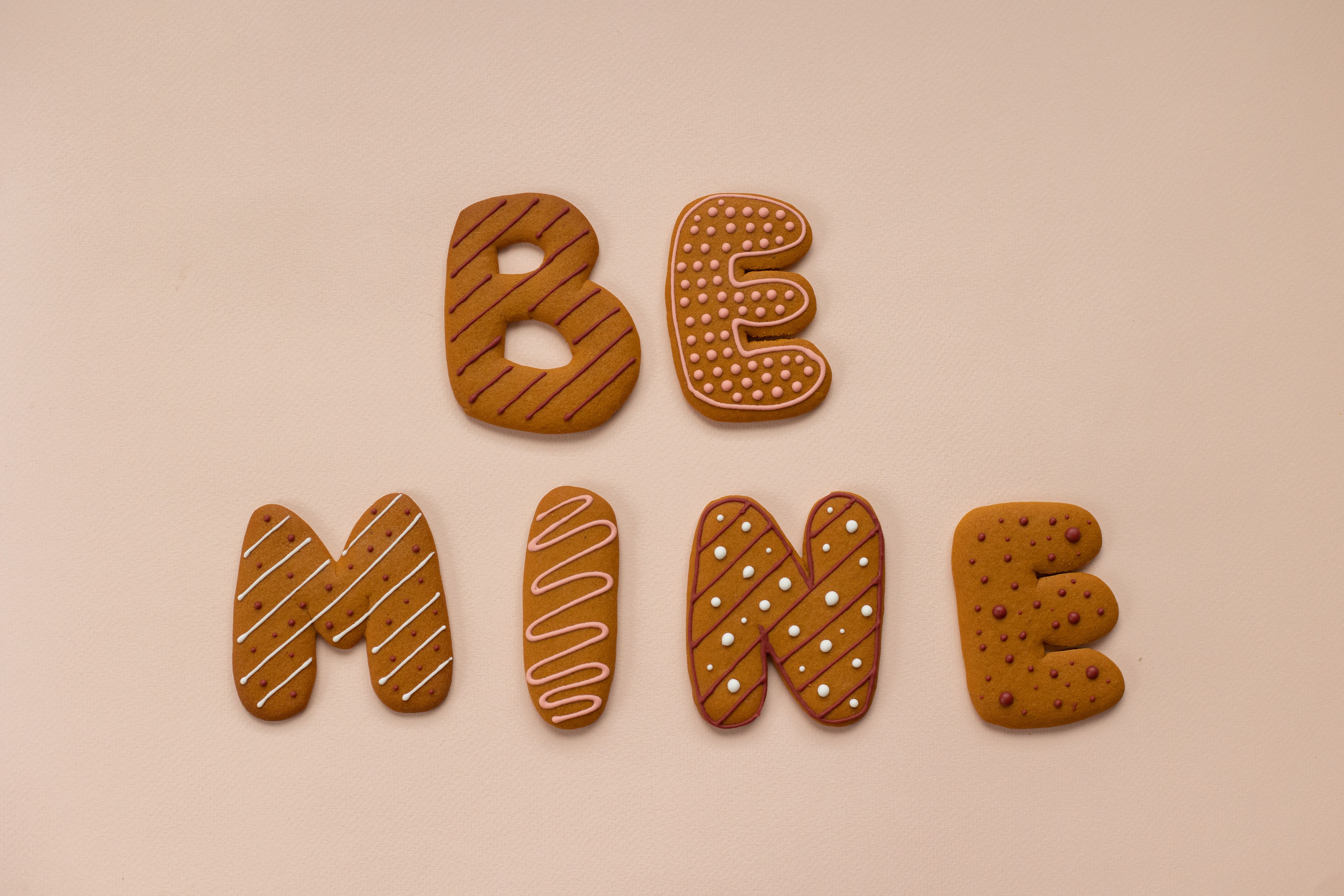 Arrangement of letter and heart shaped cookies · Free Stock Photo