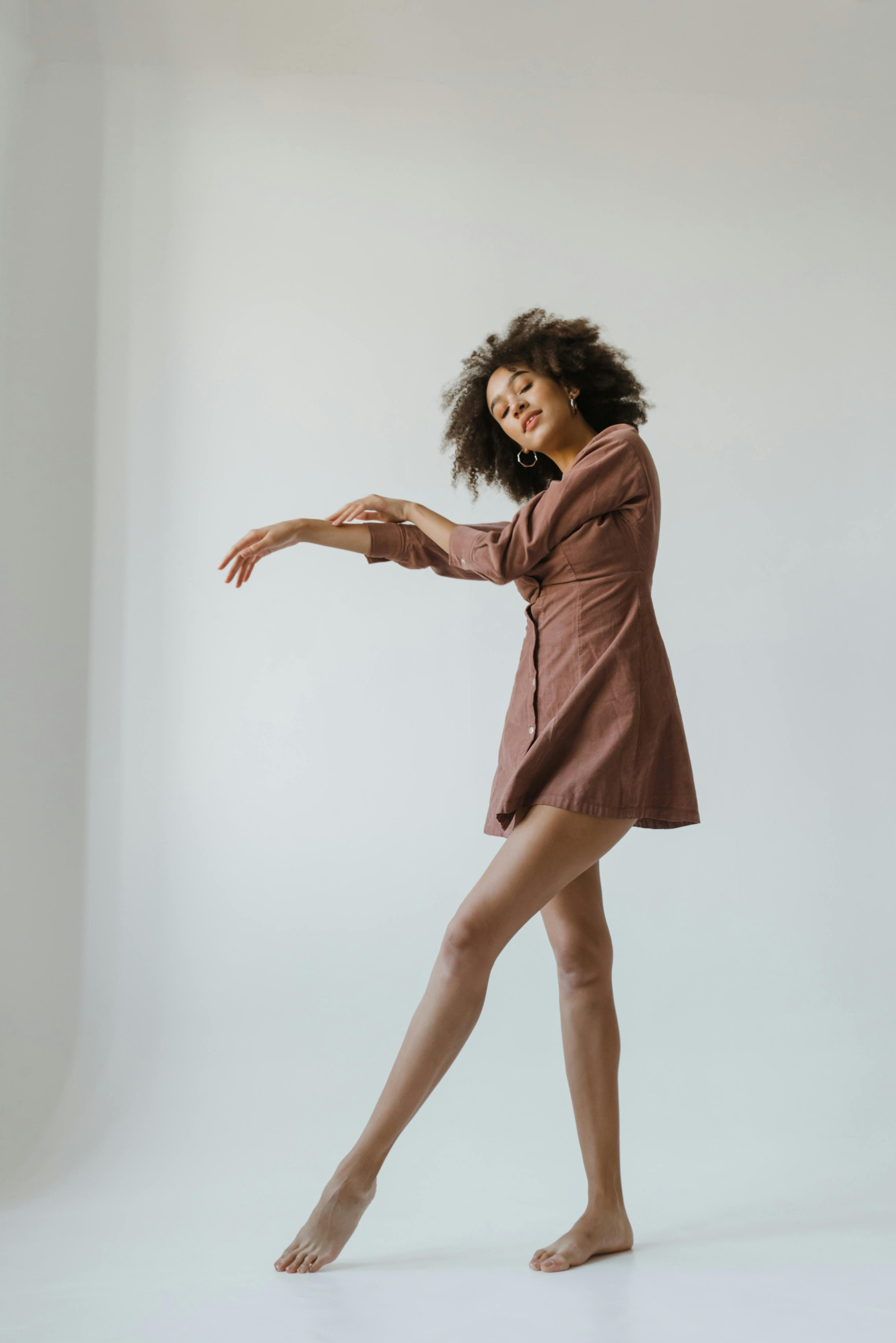 Partly Dressed Curled up Girl with Long Hair Standing in Corner · Free ...