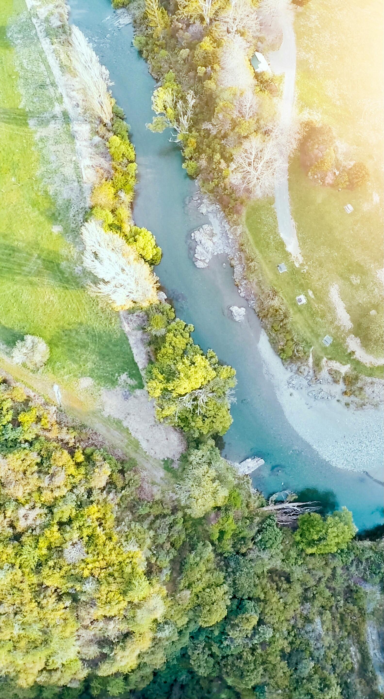Aerial View of Landscape With a River and Trees · Free Stock Photo