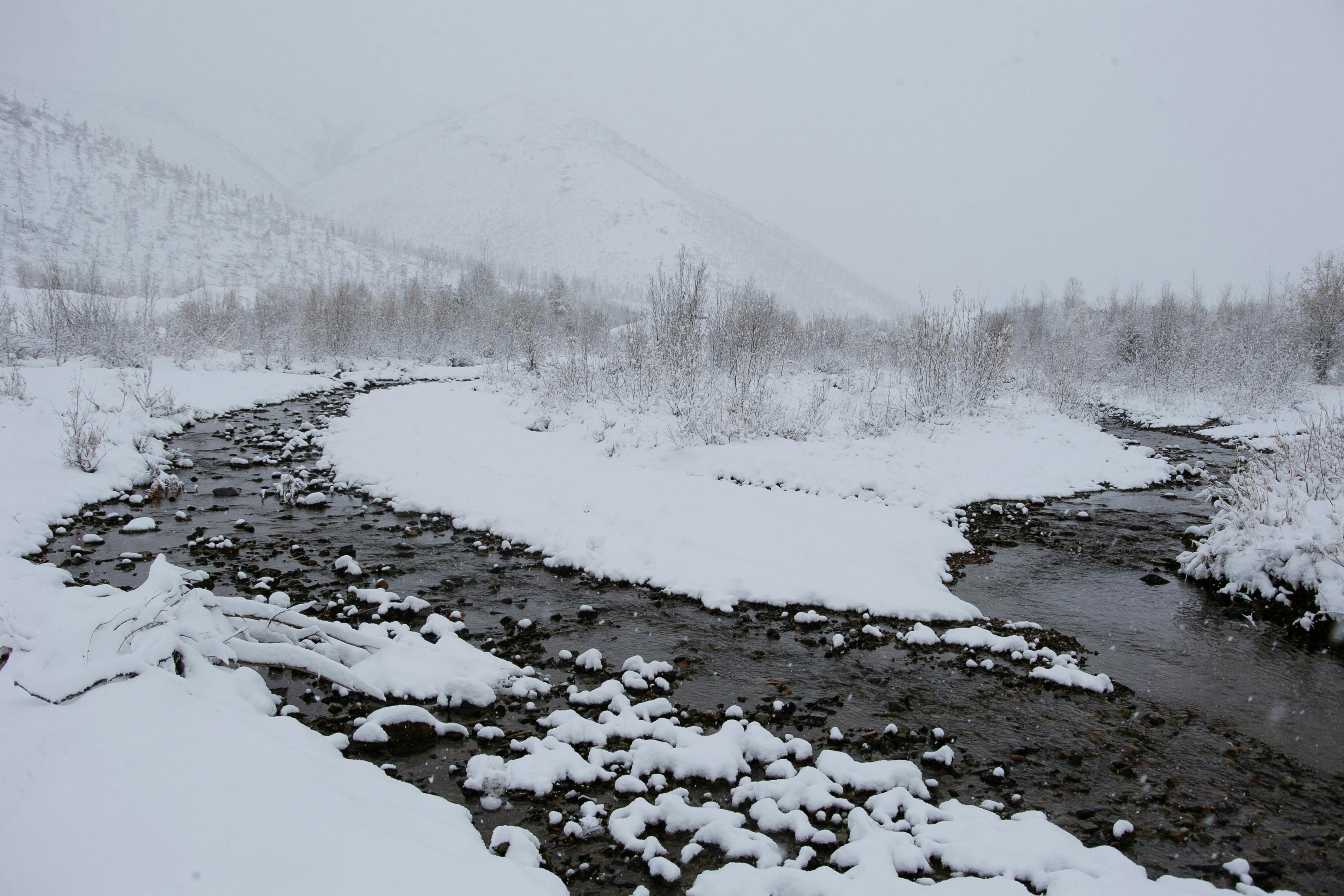 River in snowy mountainous area · Free Stock Photo