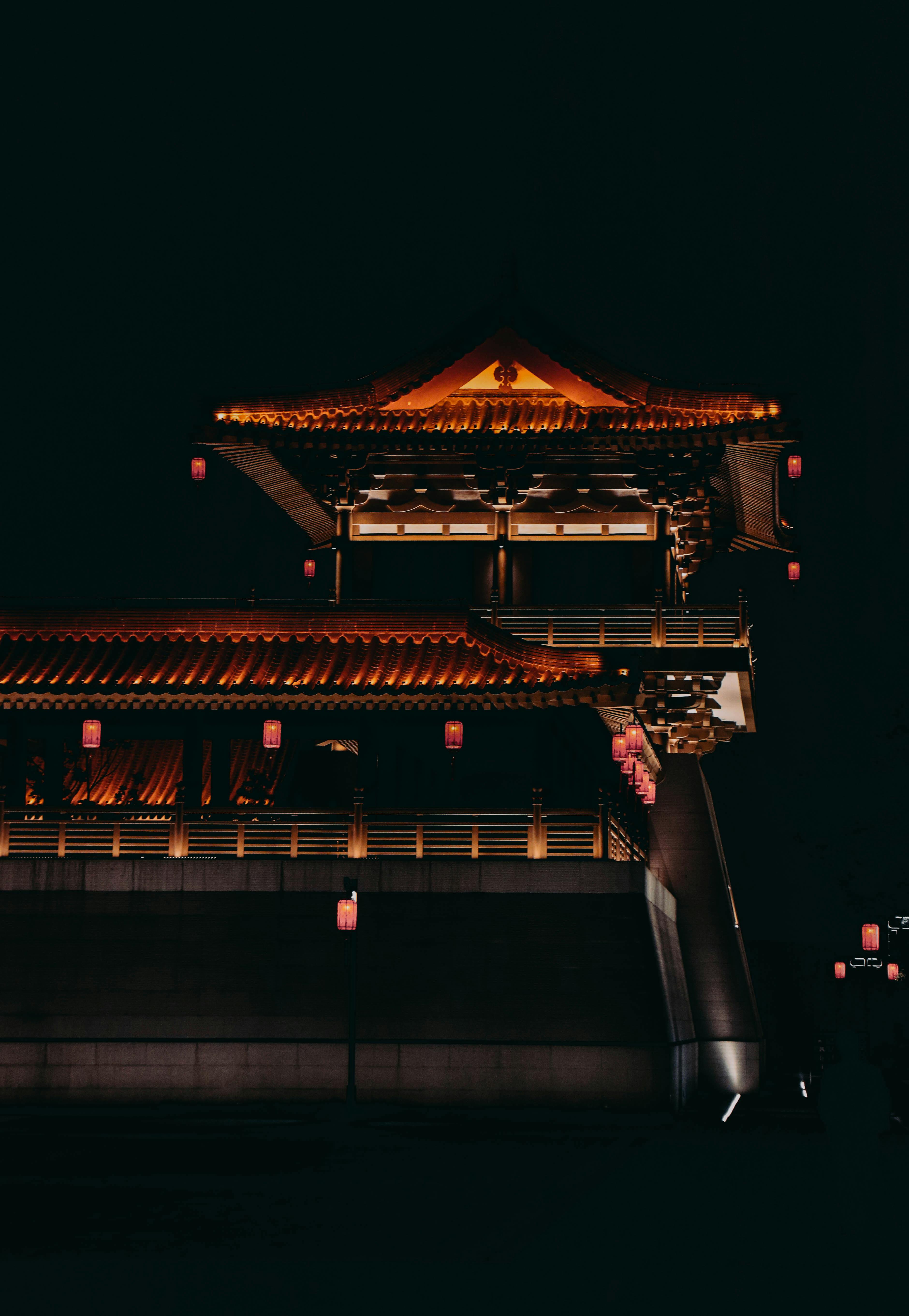 Illuminated Temple during Night Time · Free Stock Photo
