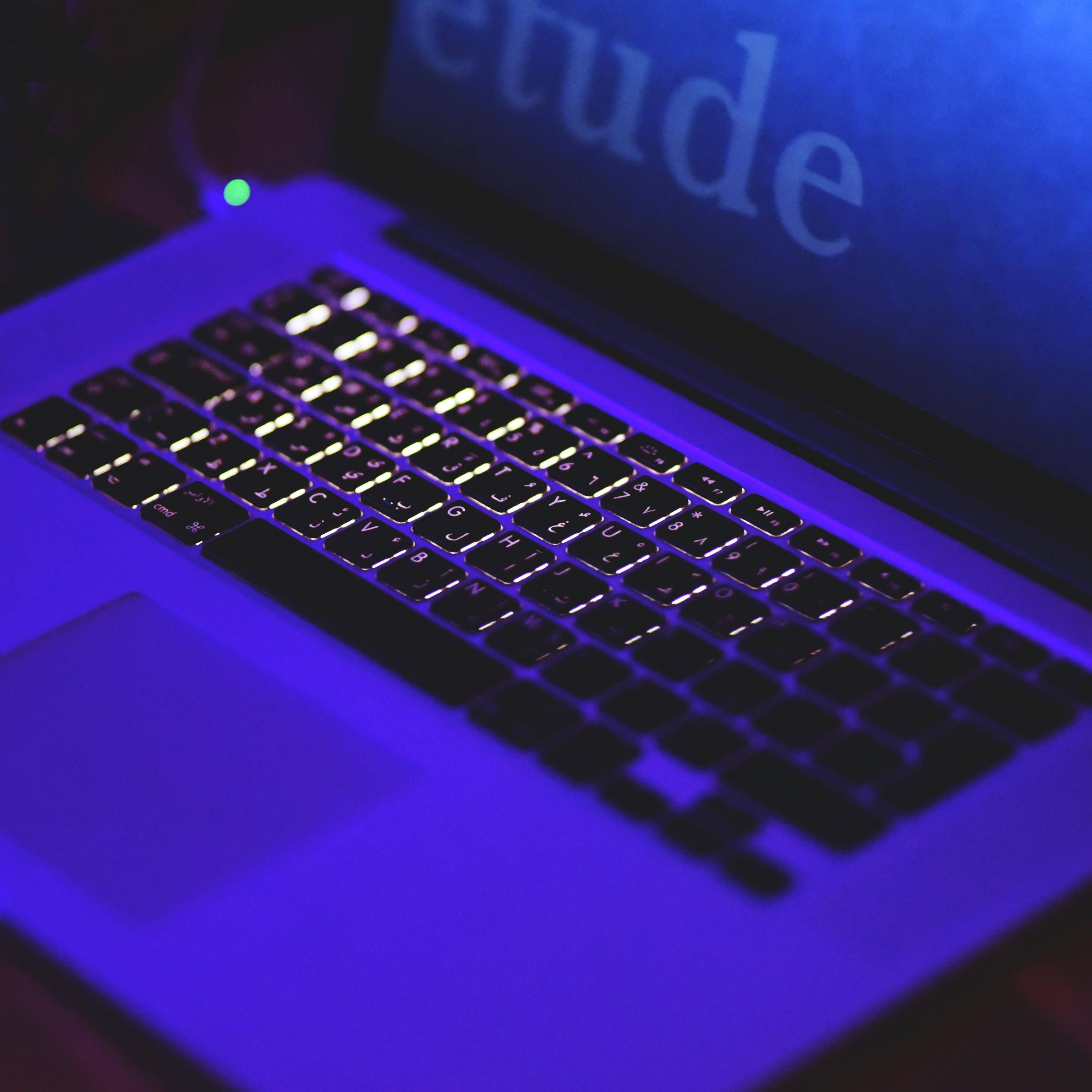Free stock photo of blue, keyboard, light