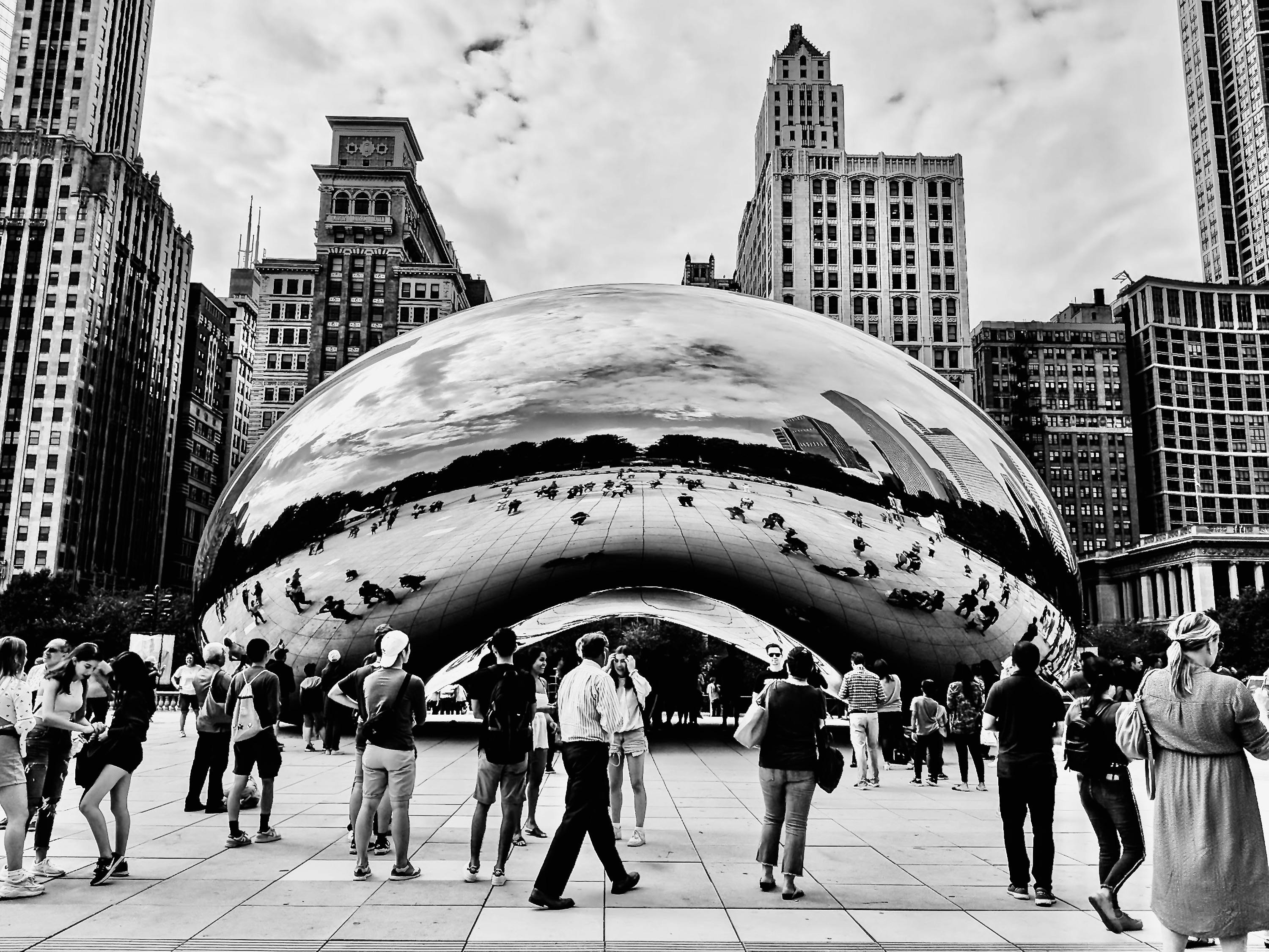 Grayscale Photo of Gray Man Statue · Free Stock Photo