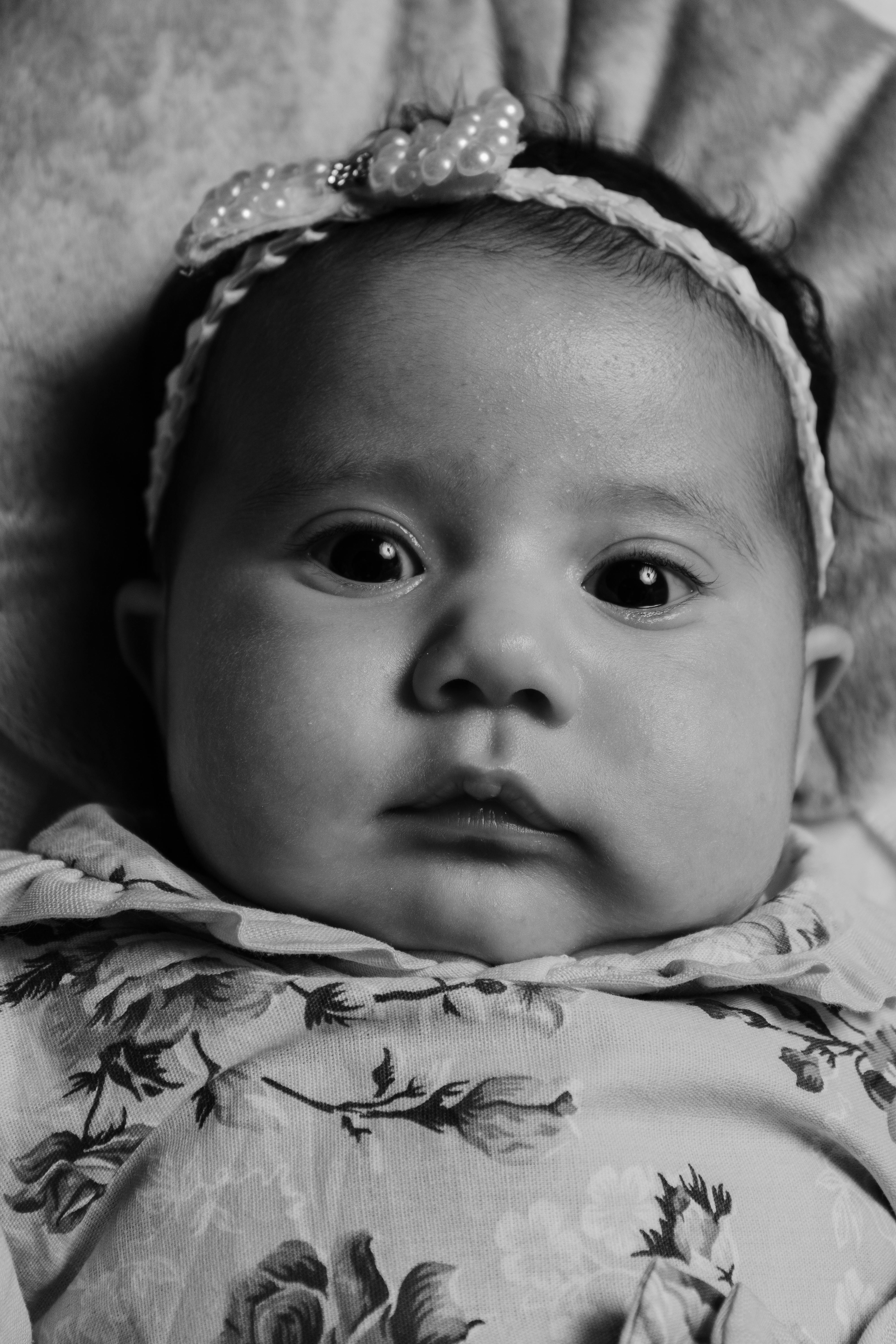 Grayscale Photo of Smiling Baby · Free Stock Photo
