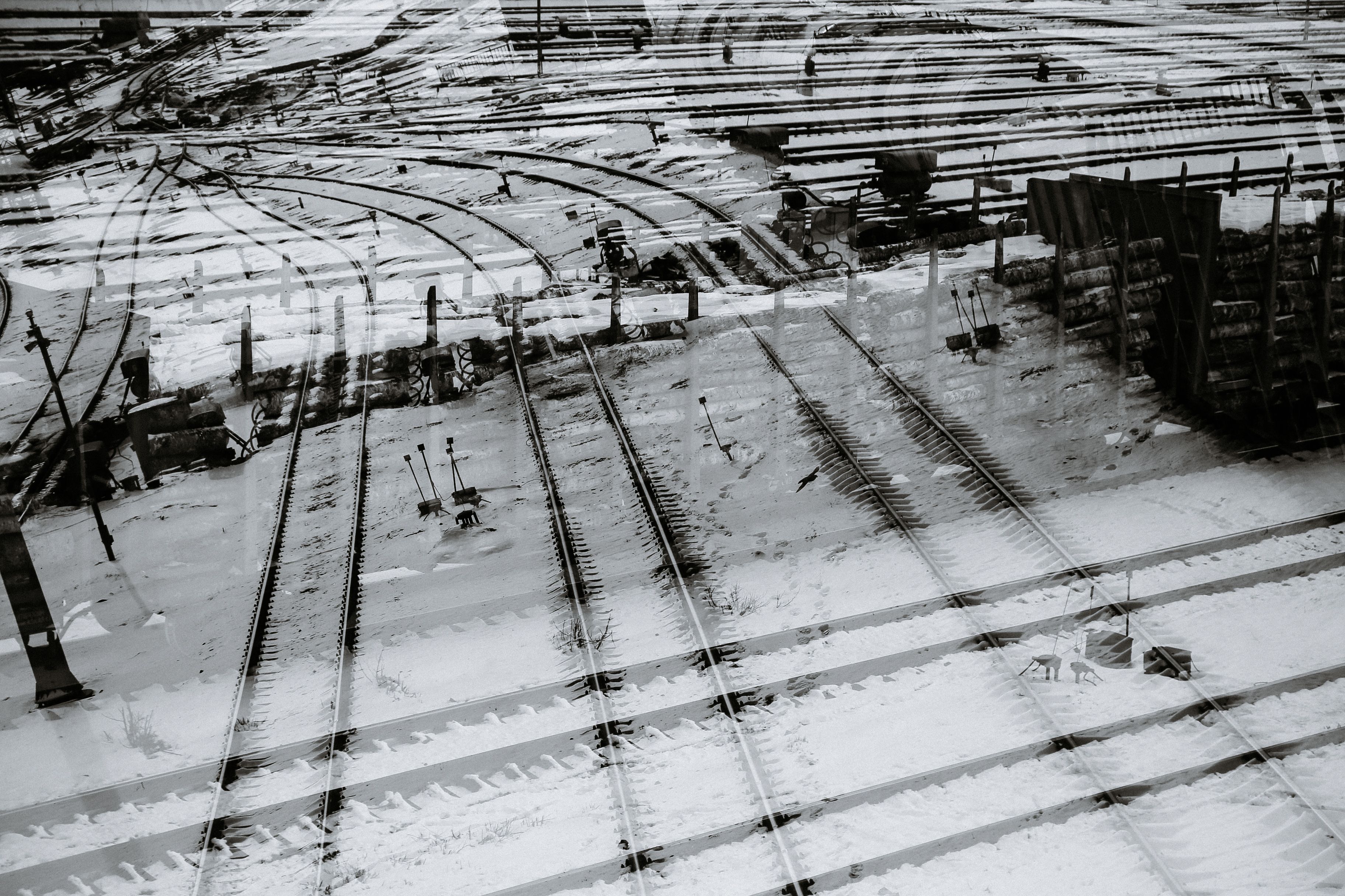 Train driving along railroad · Free Stock Photo