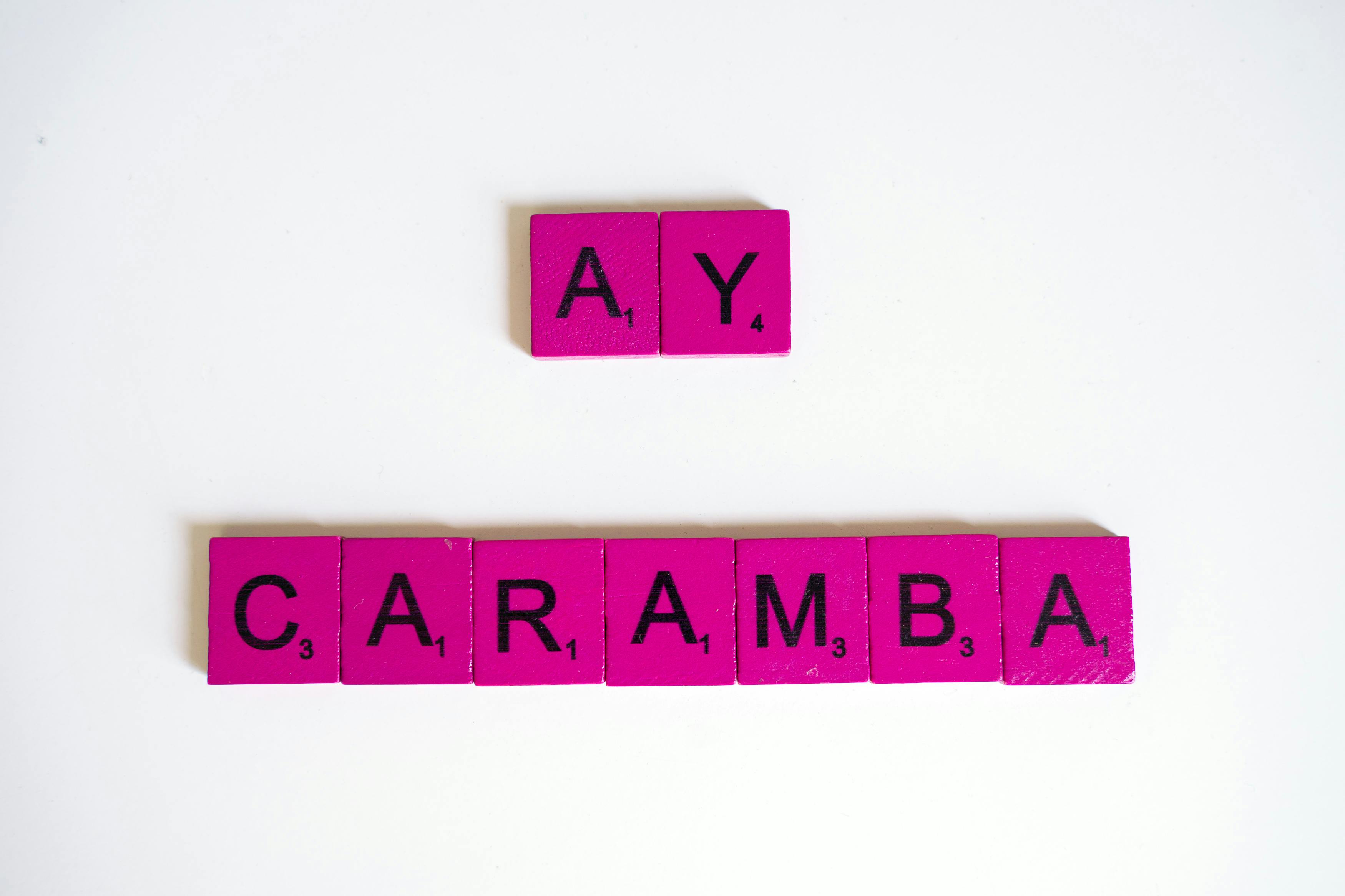 Ay Caramba Made of Pink Scrabble Pieces · Free Stock Photo
