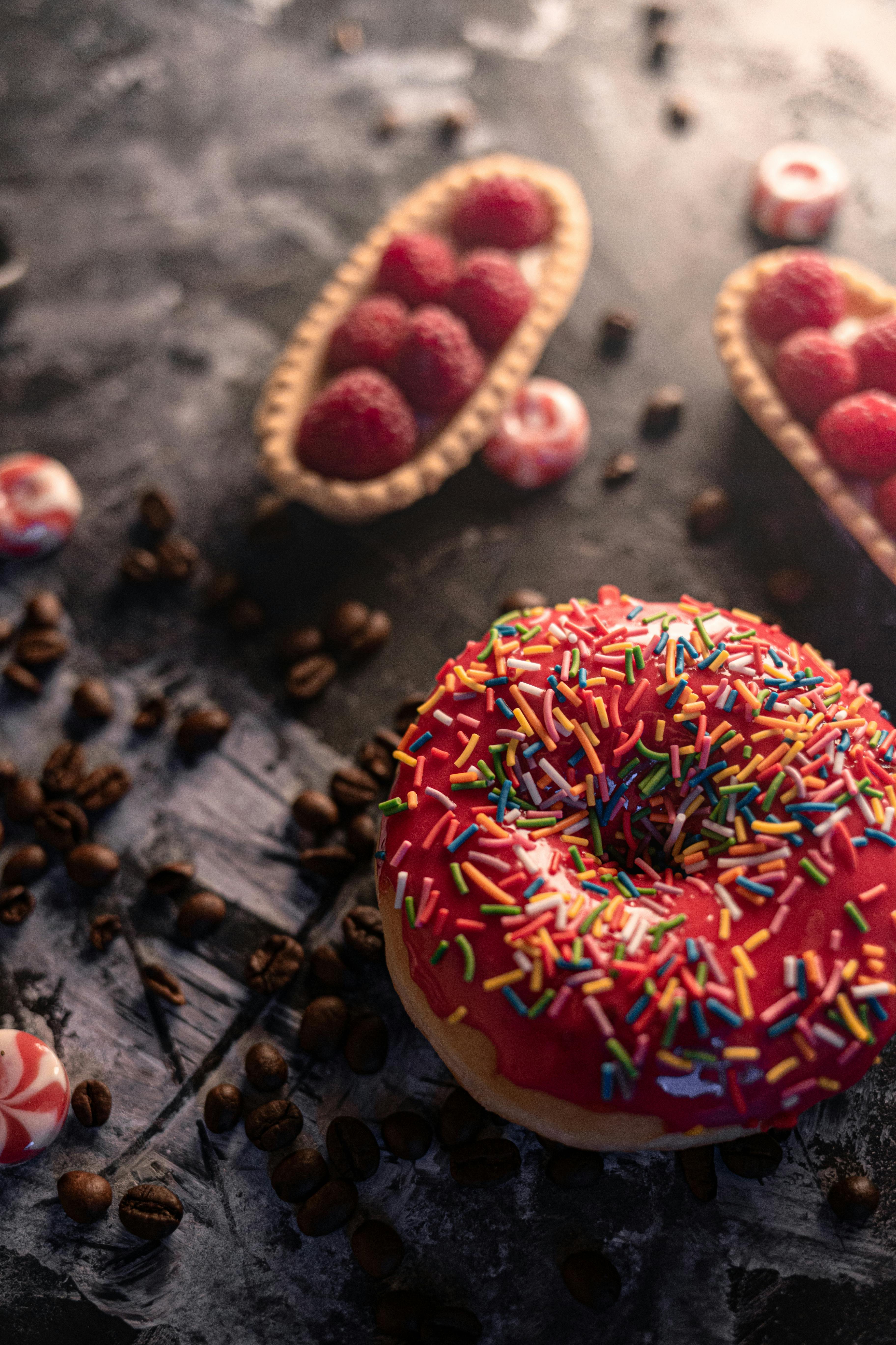 Doughnut with Red Icing and Sprinkles · Free Stock Photo