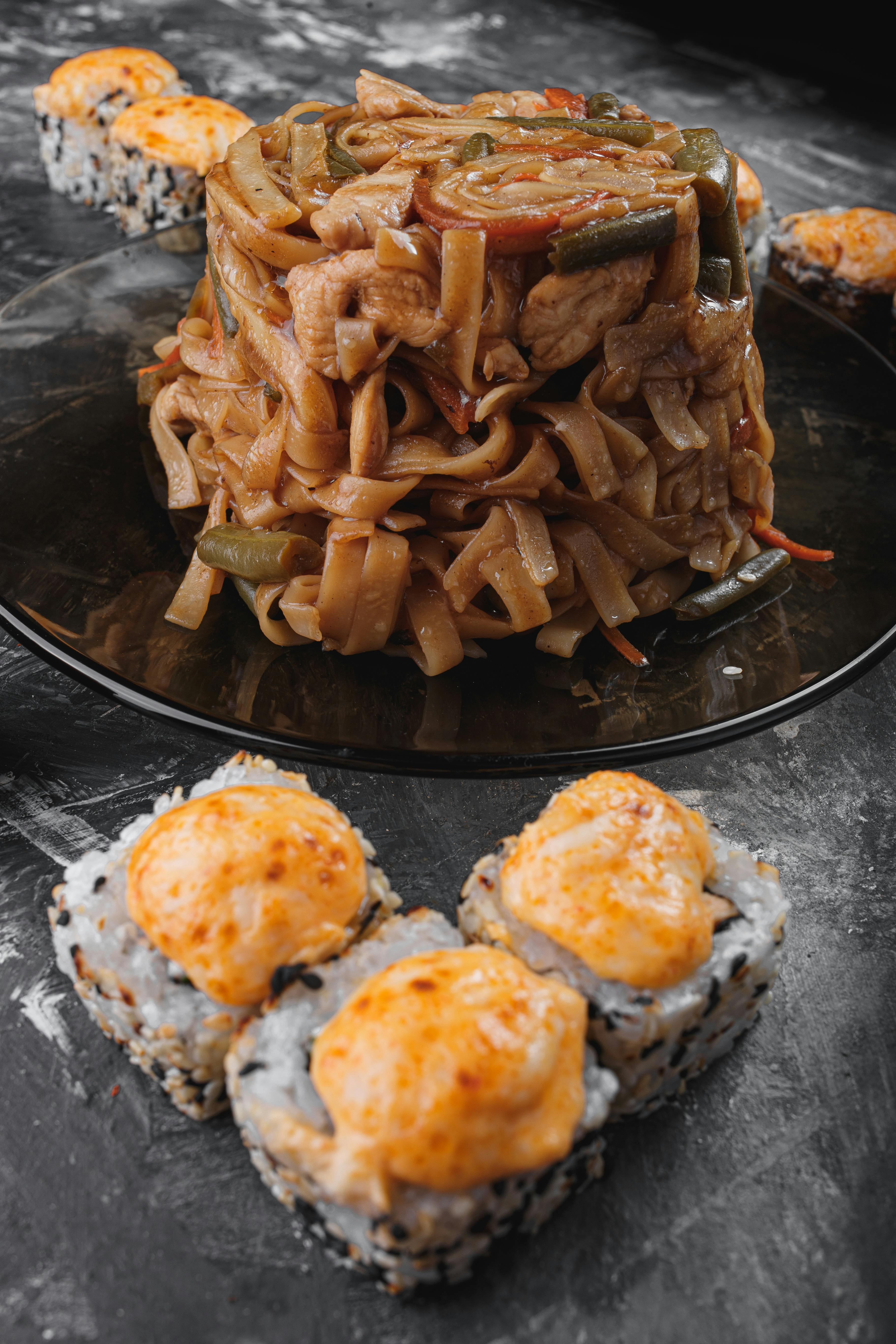 Sushi Master Torching Plate of Sushi · Free Stock Photo