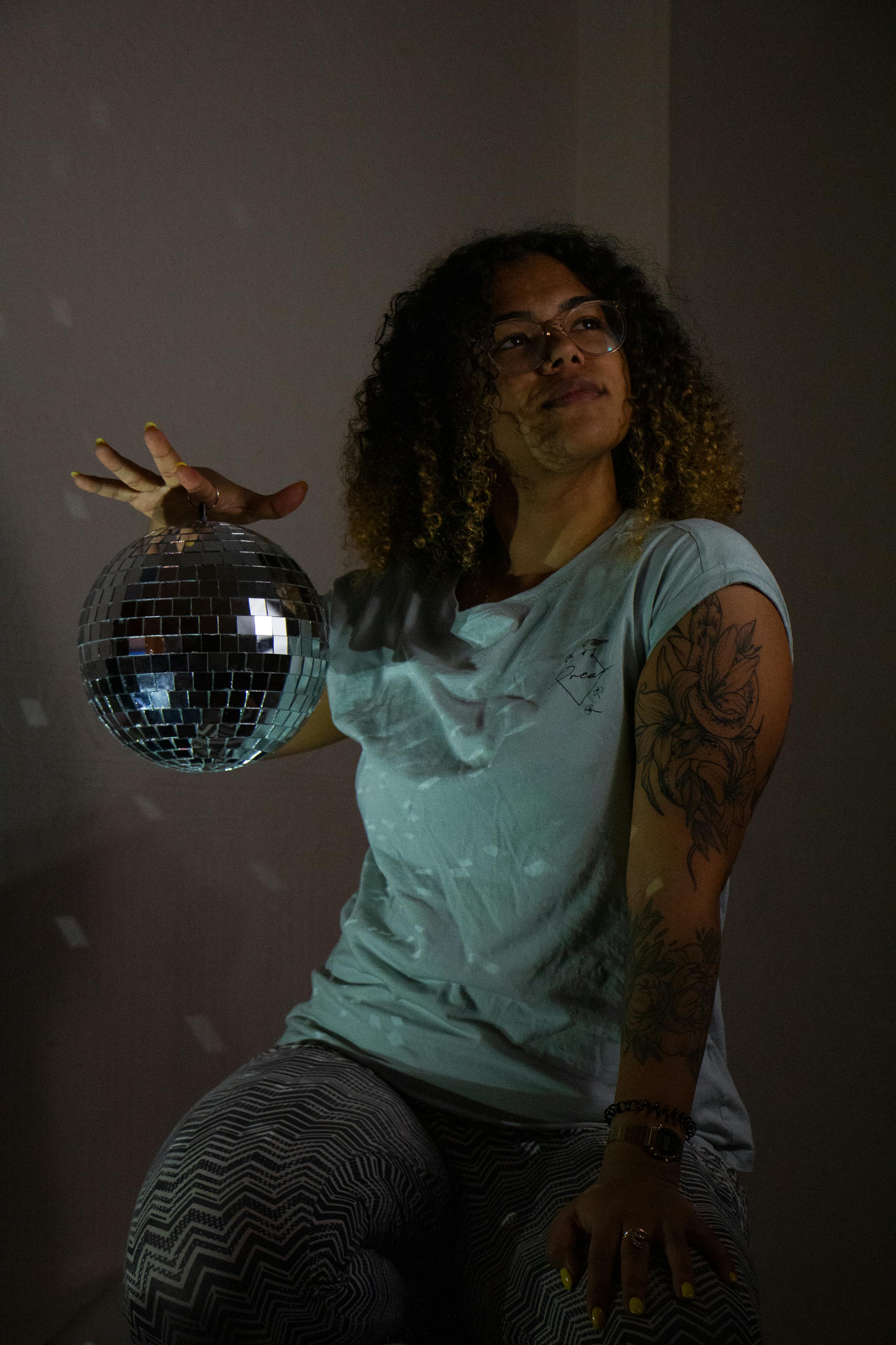 Woman in Bikini with Disco Ball · Free Stock Photo