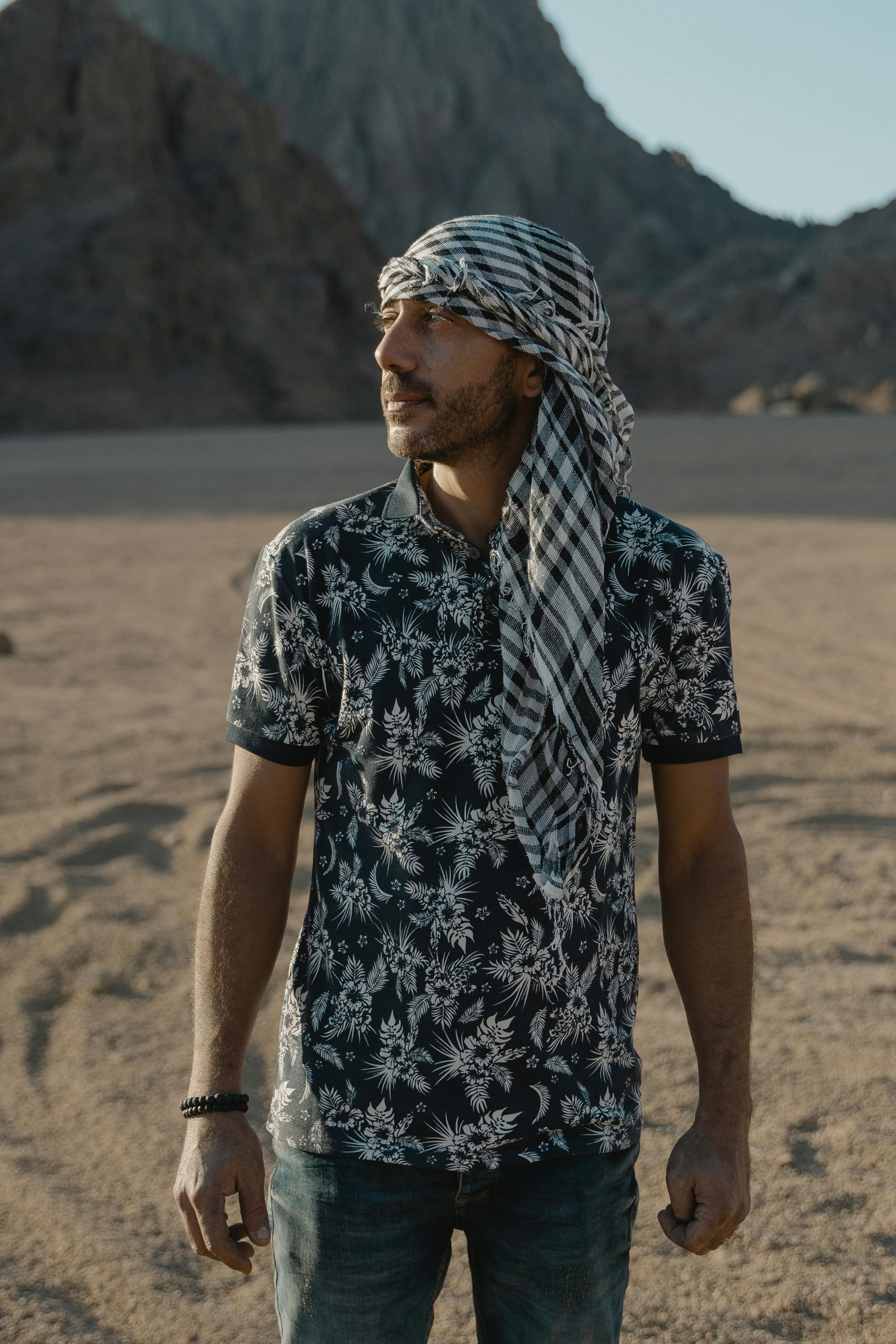 A Bearded Man Wearing a Headscarf · Free Stock Photo