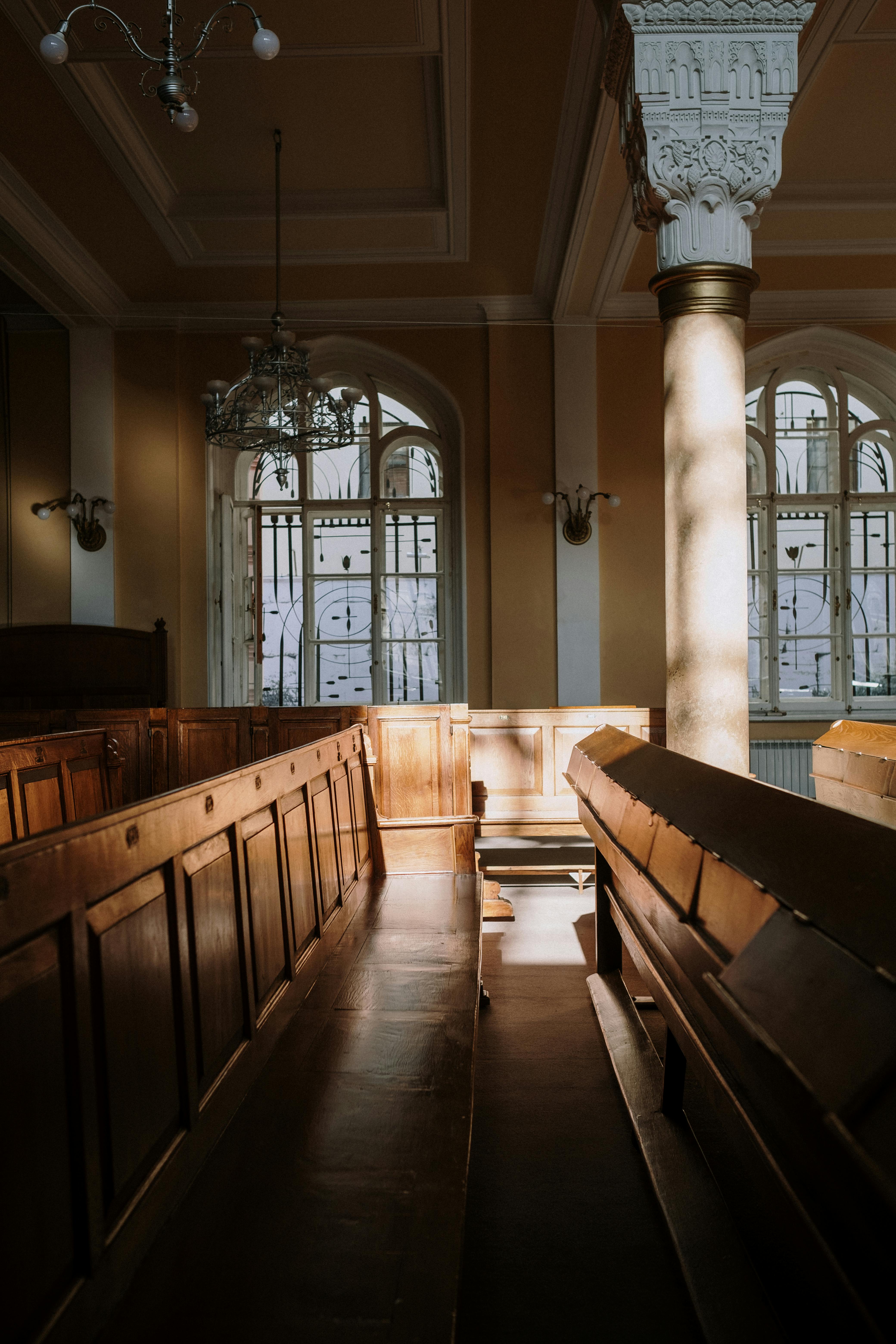 Wooden Benches Inside Church Building · Free Stock Photo