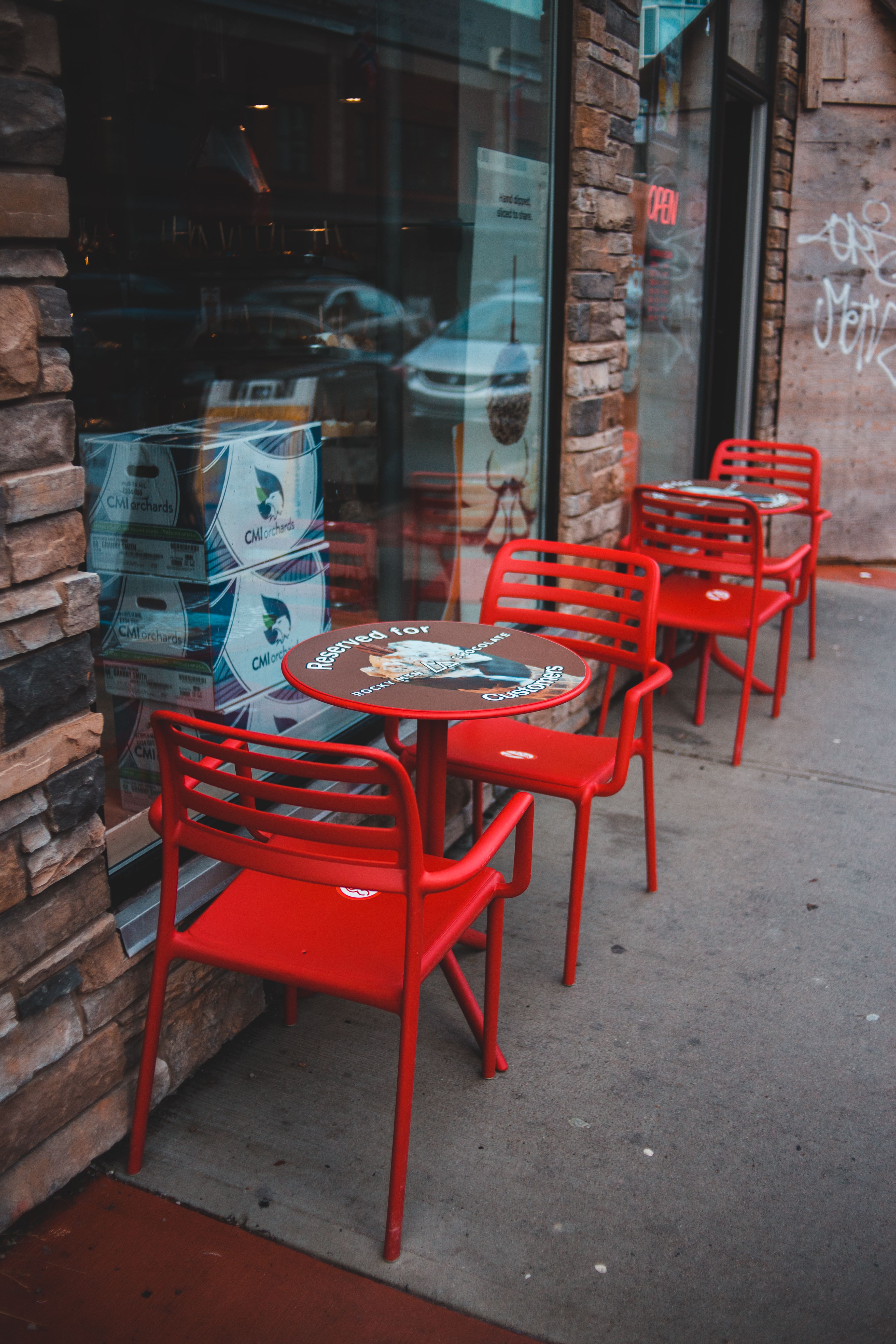 Red Tables with Chairs · Free Stock Photo