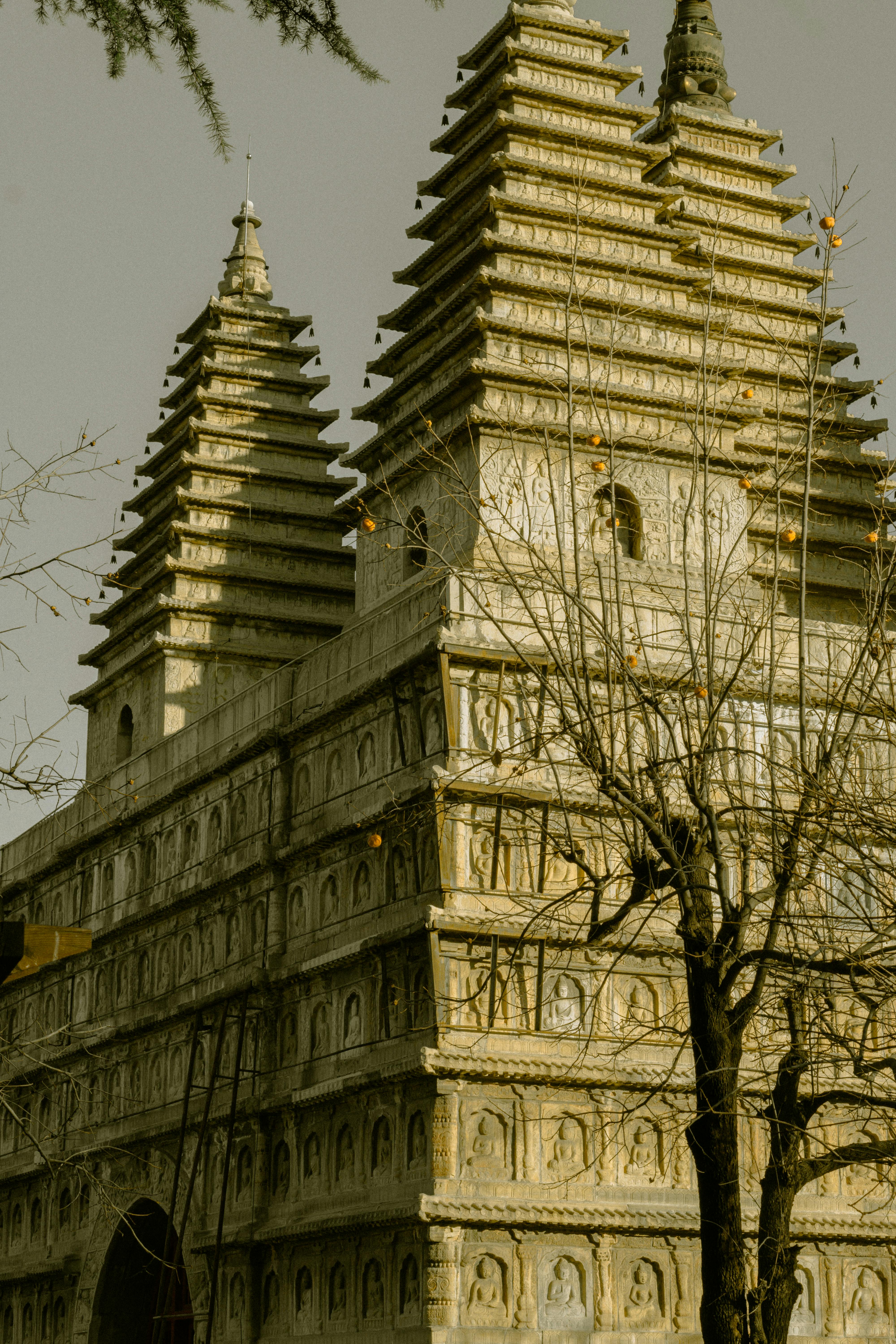 A Brown Concrete Temple Near a Tree · Free Stock Photo