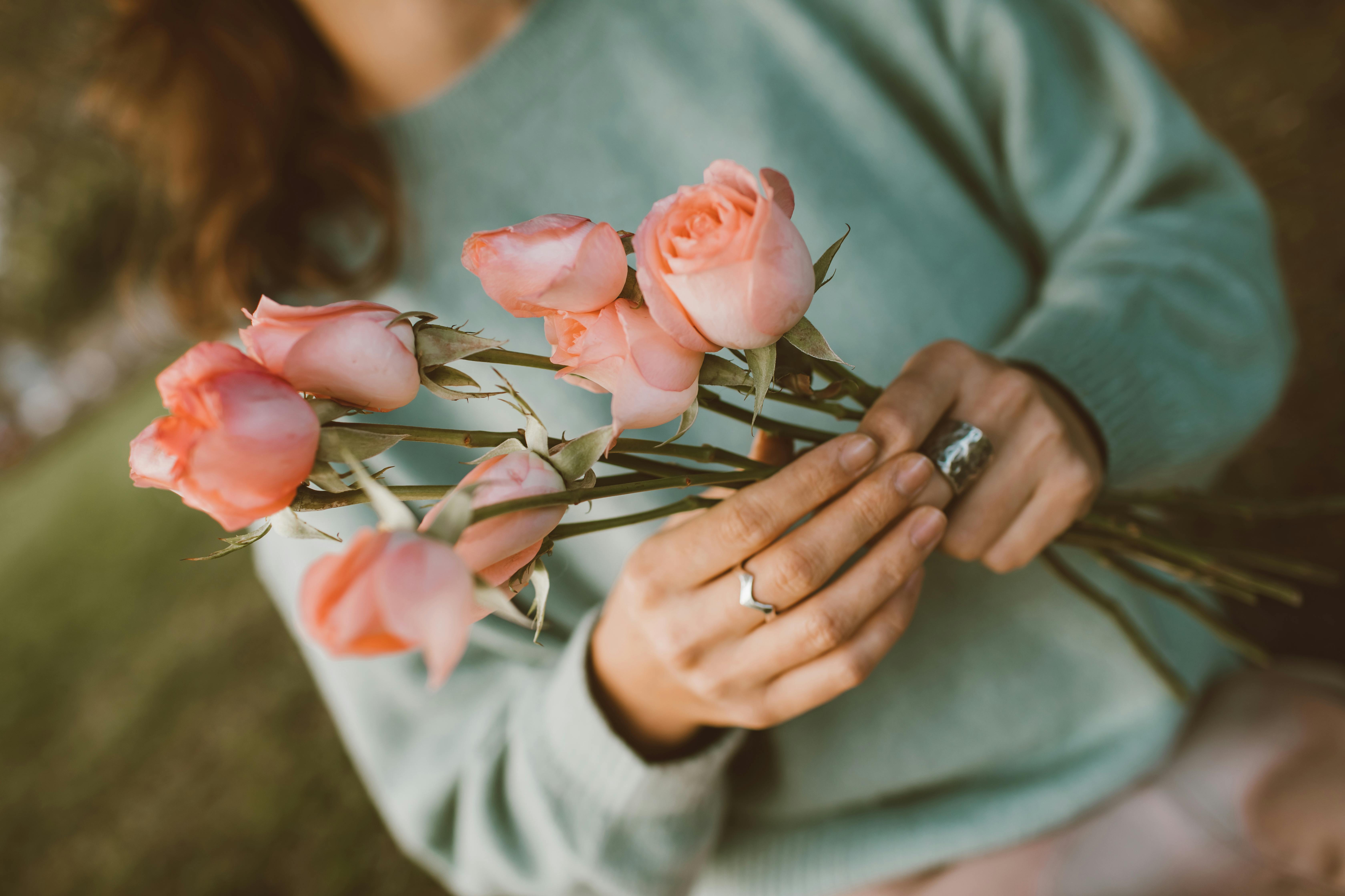 Woman Holding Roses · Free Stock Photo
