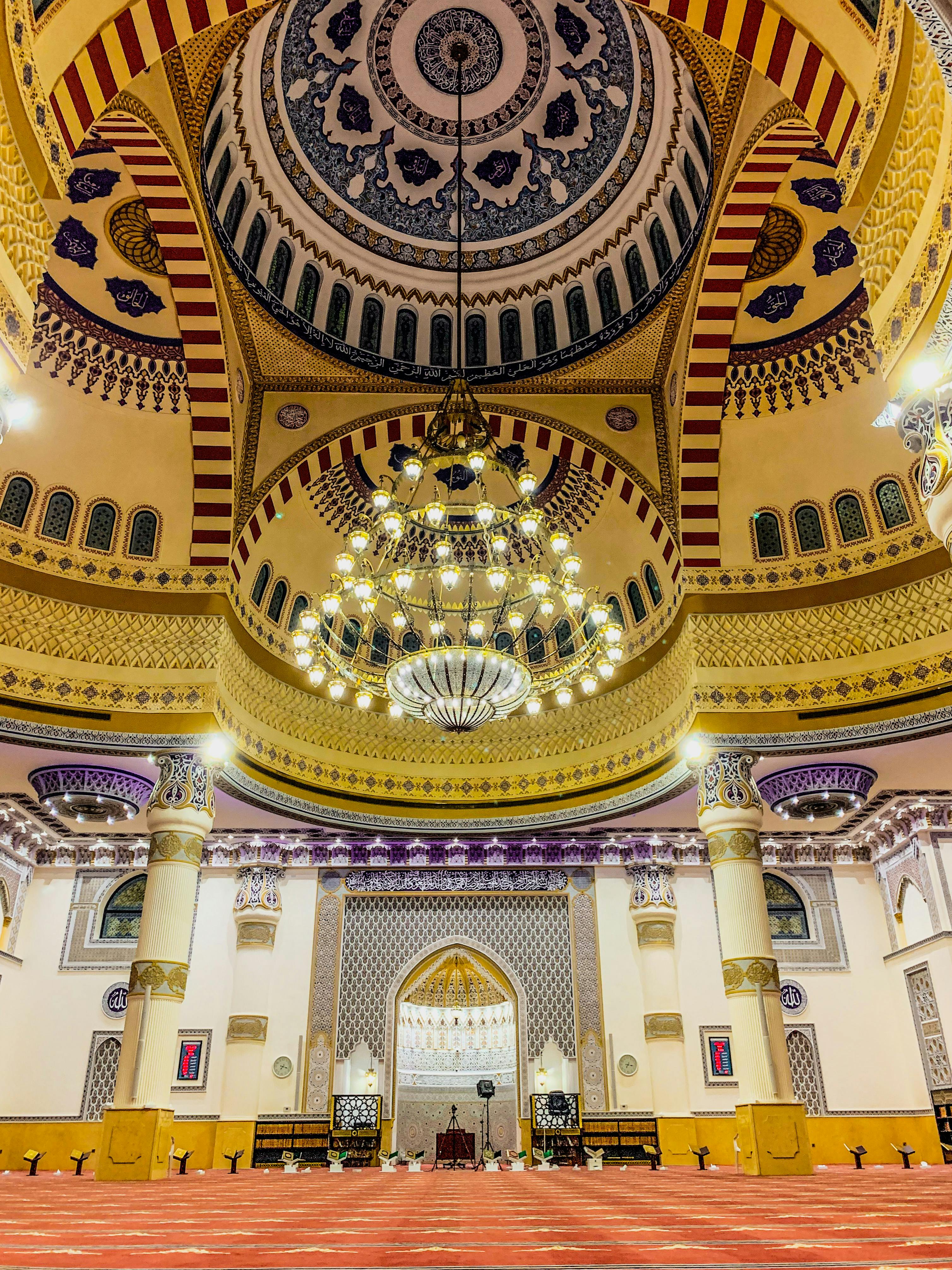 Mosque Dome Ceiling Painted Blue and Gold · Free Stock Photo
