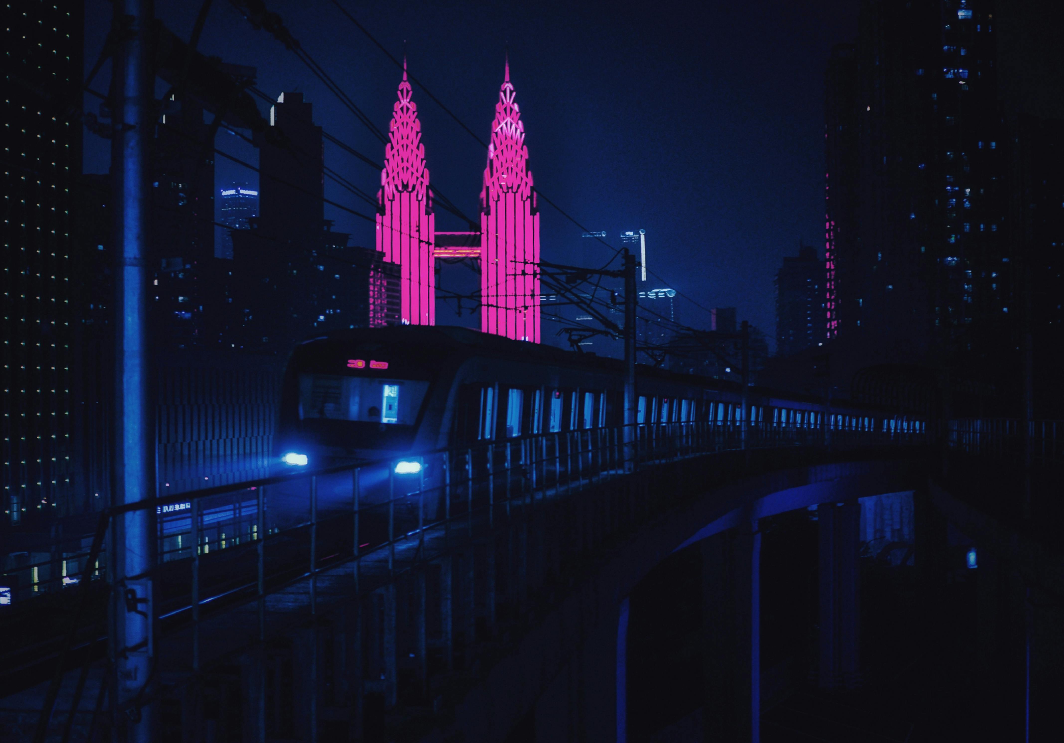 A Train on the Tracks During night Time · Free Stock Photo