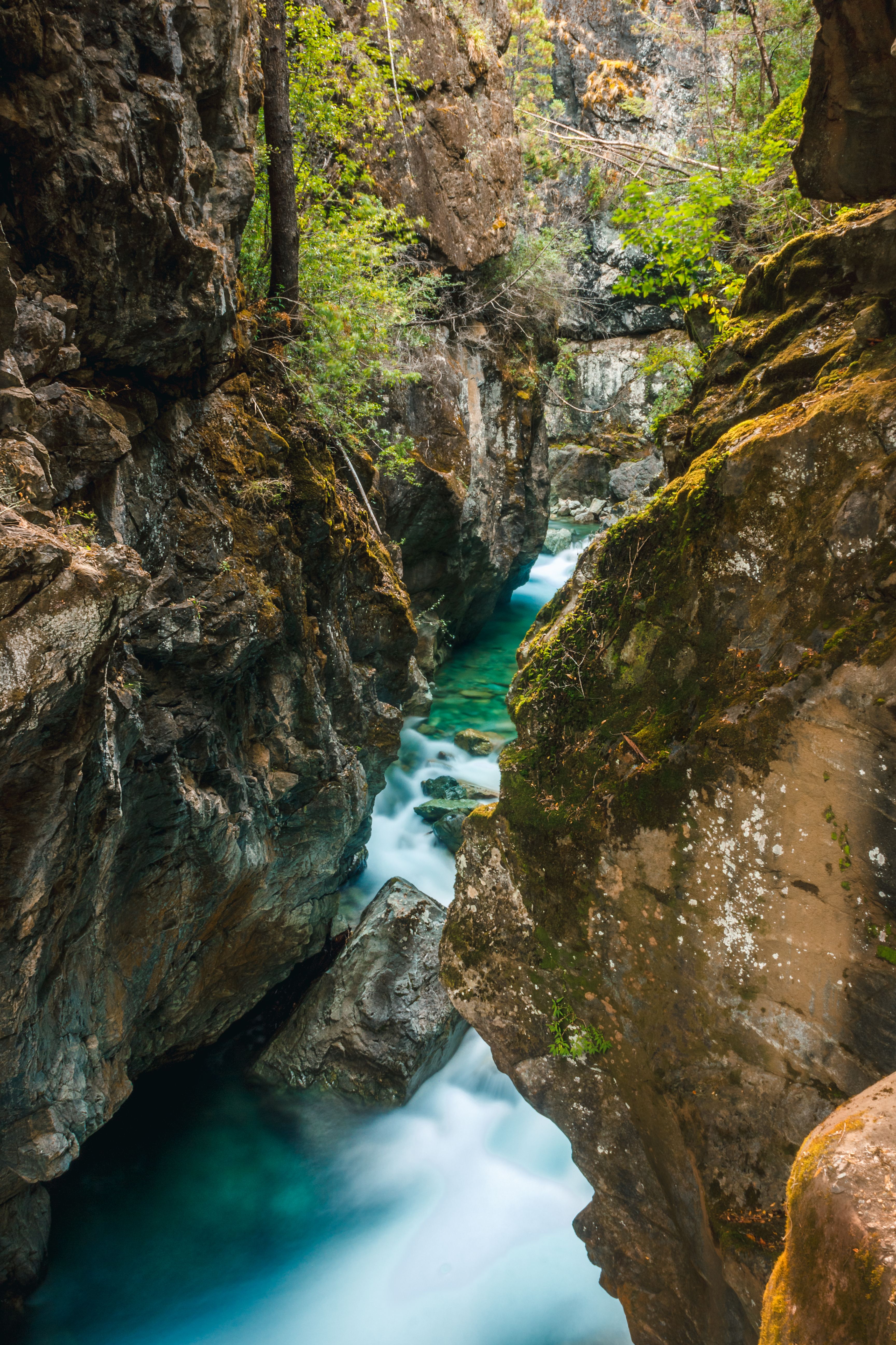 Long Exposure of a River Flowing Through Narrow Gorge · Free Stock Photo
