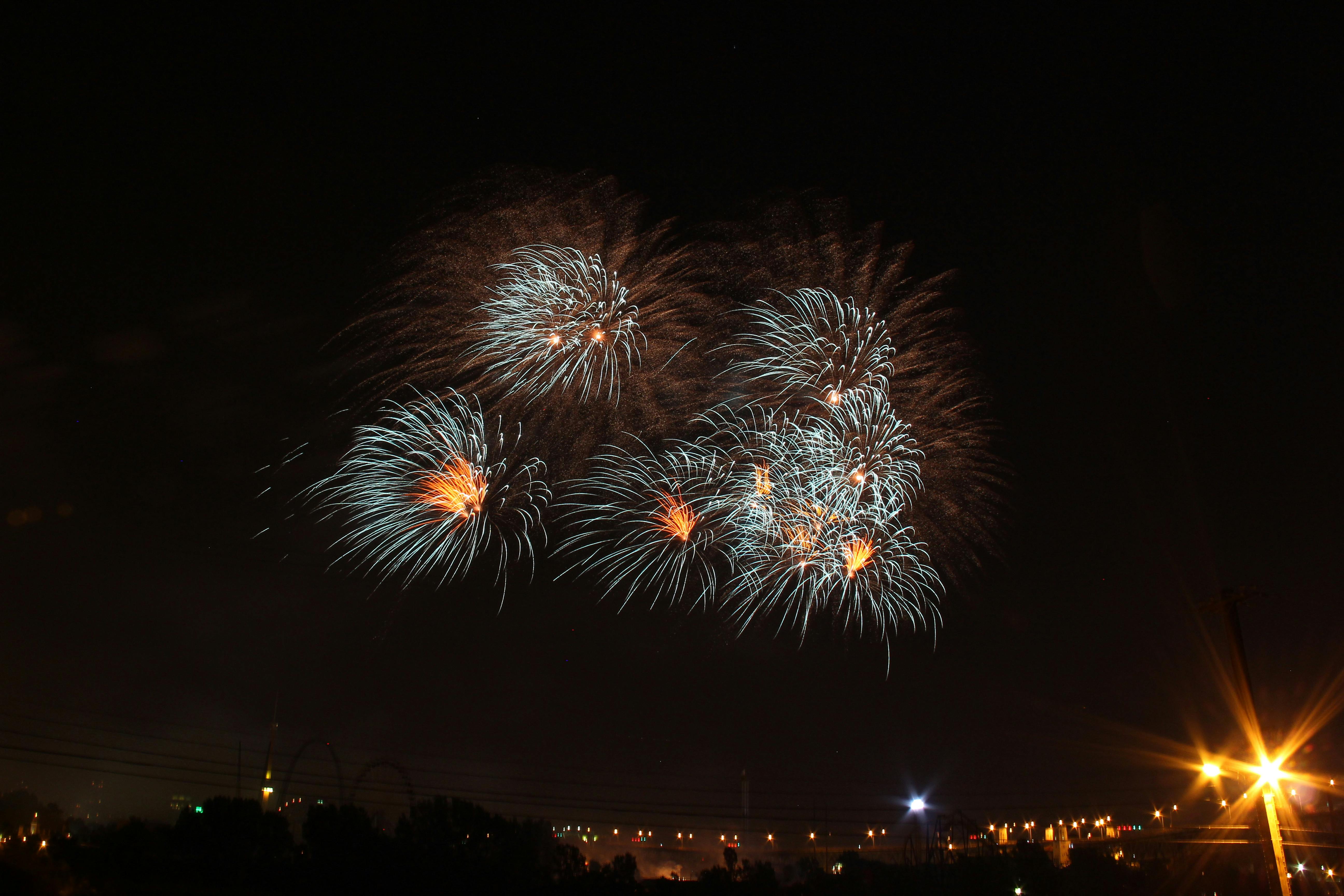 Blue and Yellow Fireworks Display during Night Time · Free Stock Photo