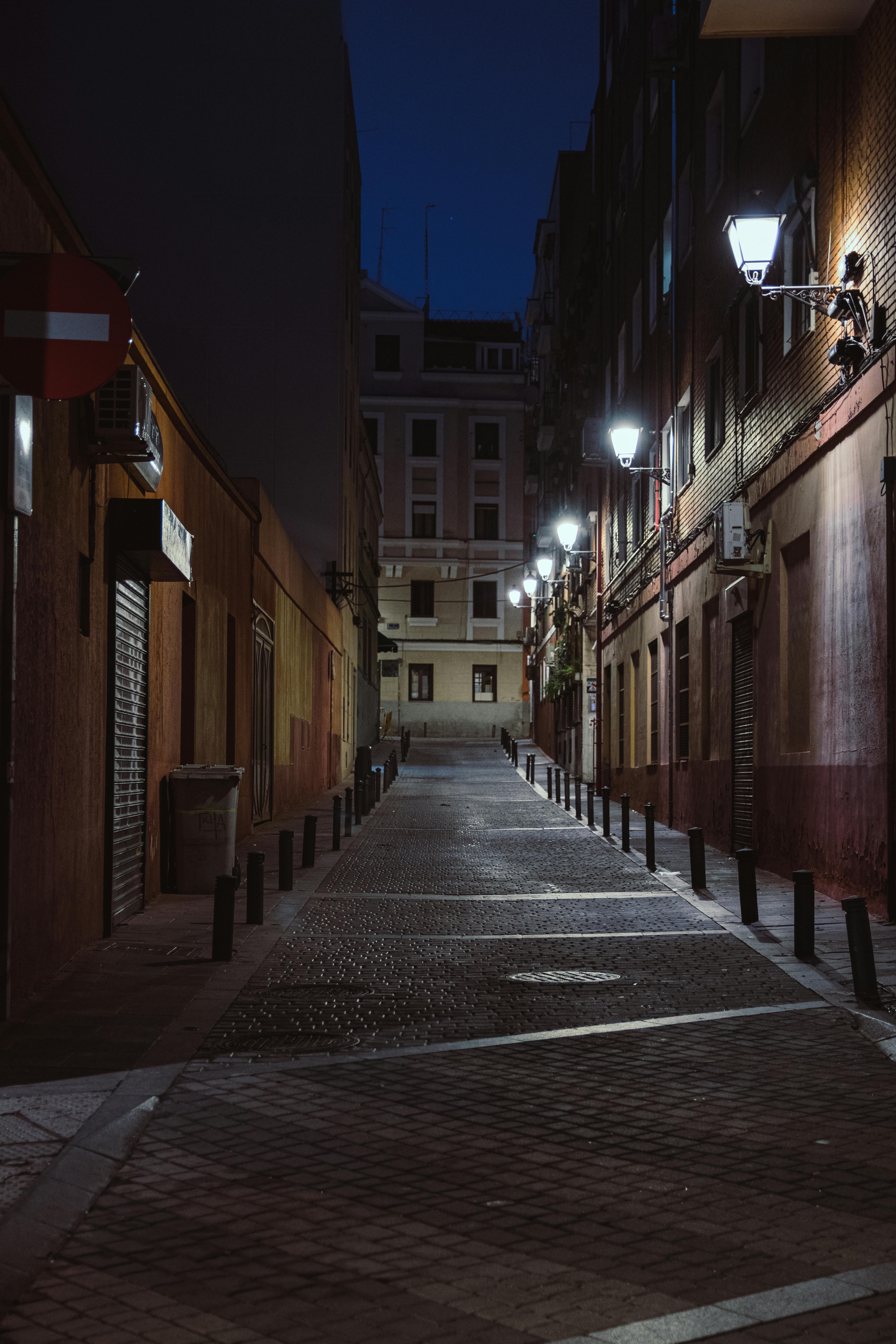 Photo of an Alley at Night · Free Stock Photo
