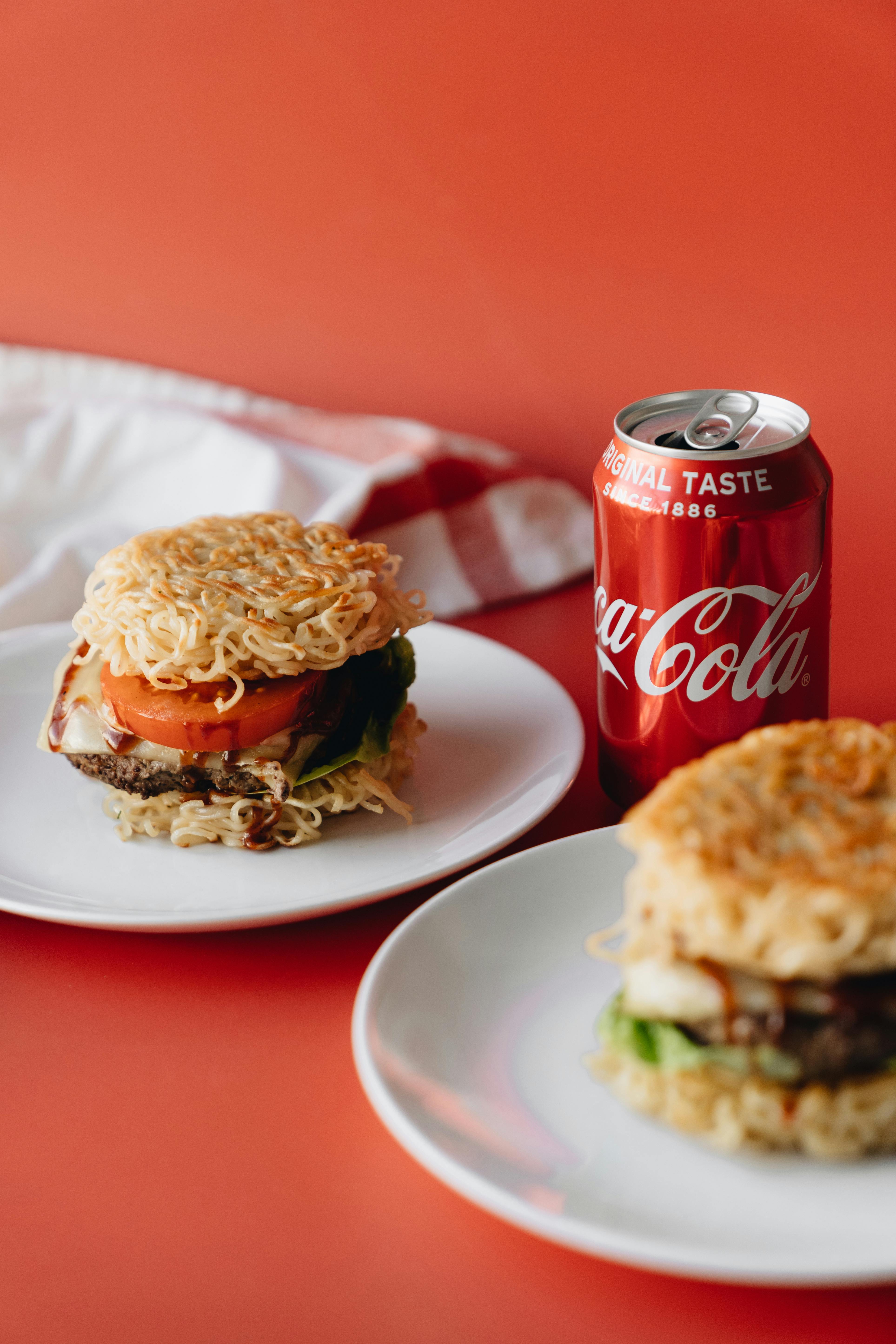 Ramen Burgers and Cola Can · Free Stock Photo
