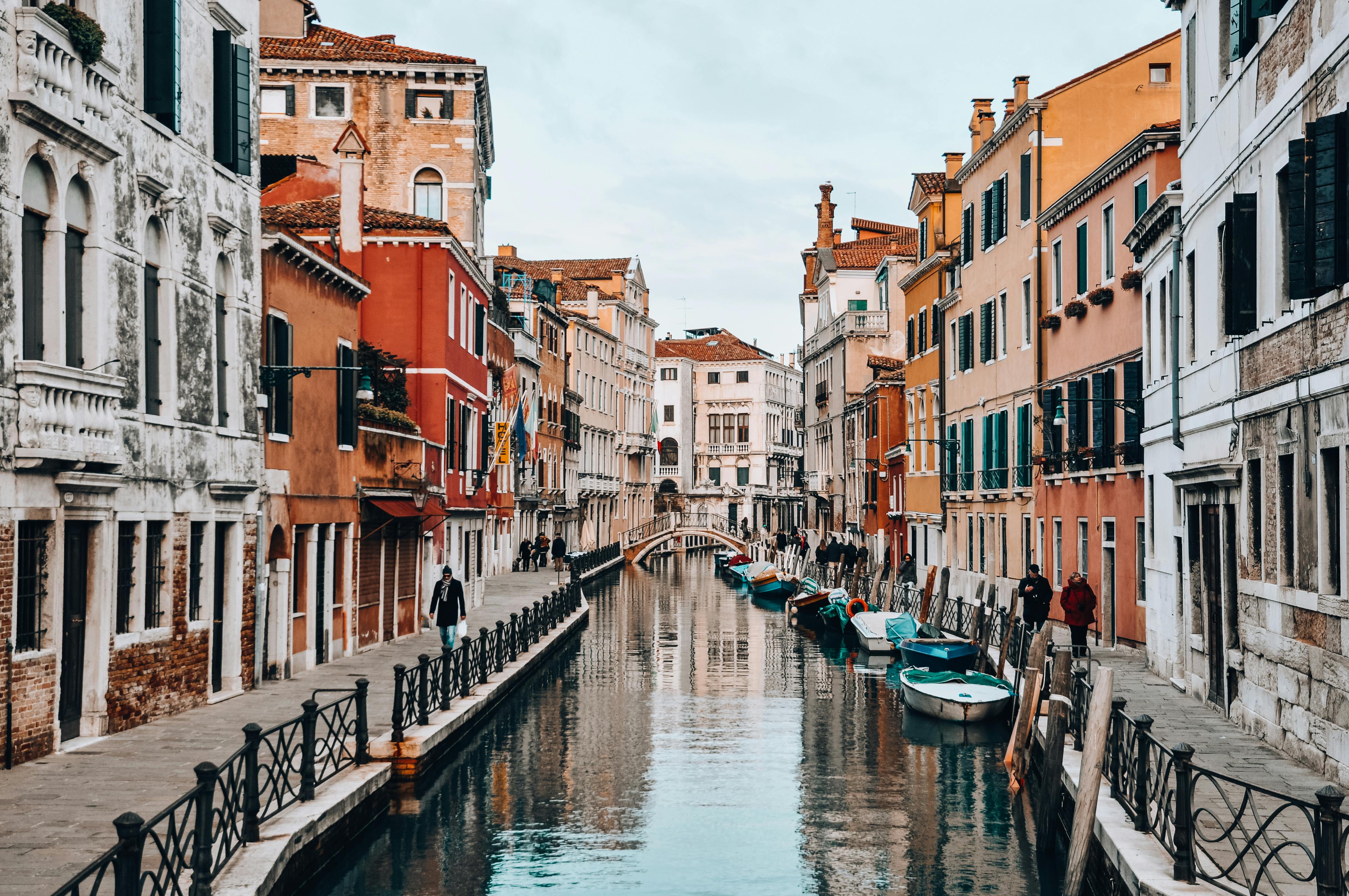 Waterway in Between Buildings · Free Stock Photo