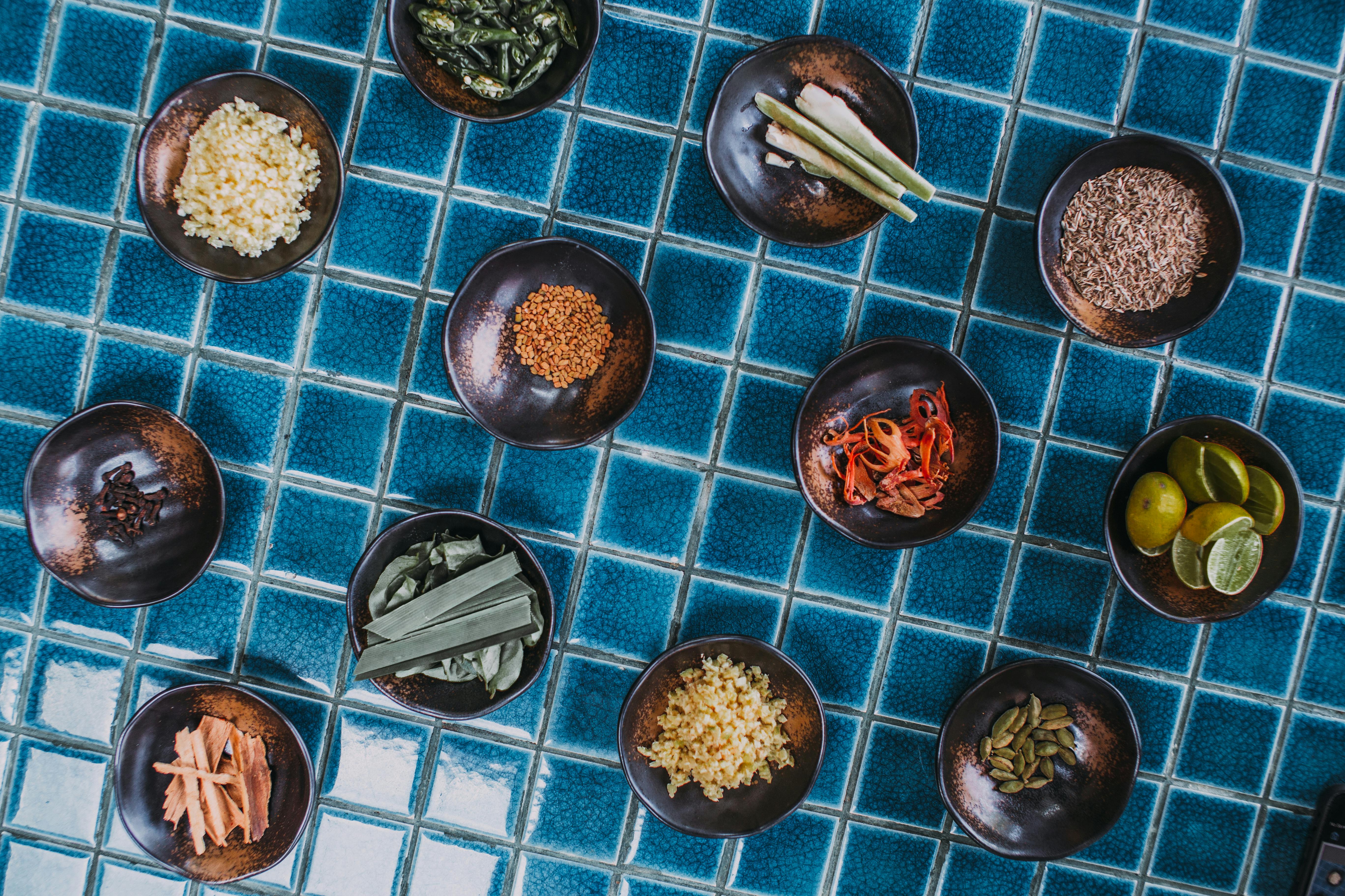 Assorted Spices on Round Bowls · Free Stock Photo