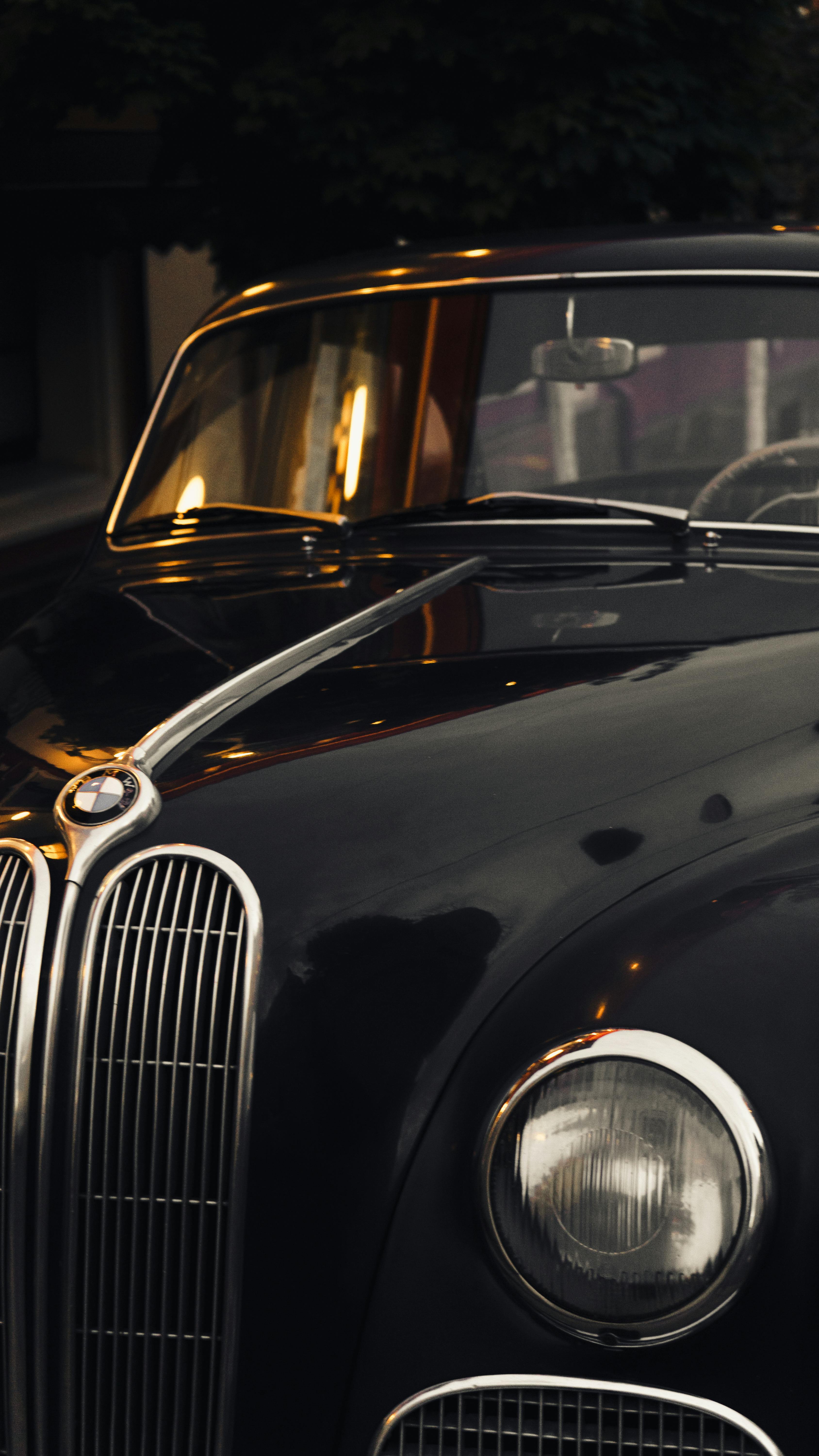 Retro car parked on roadside · Free Stock Photo