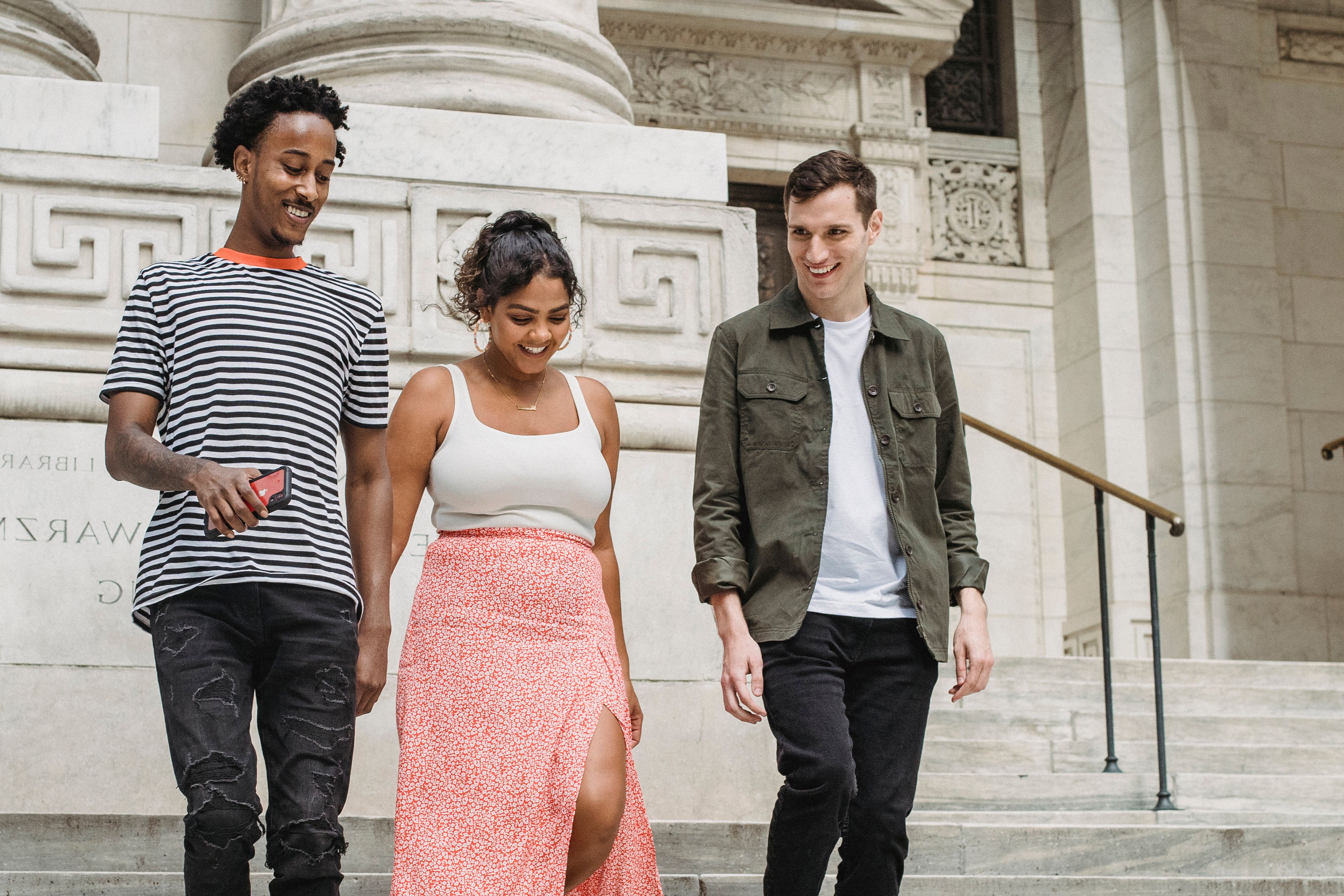 Students Walking Up The Steps Of A Modern Building Photos, Download The ...