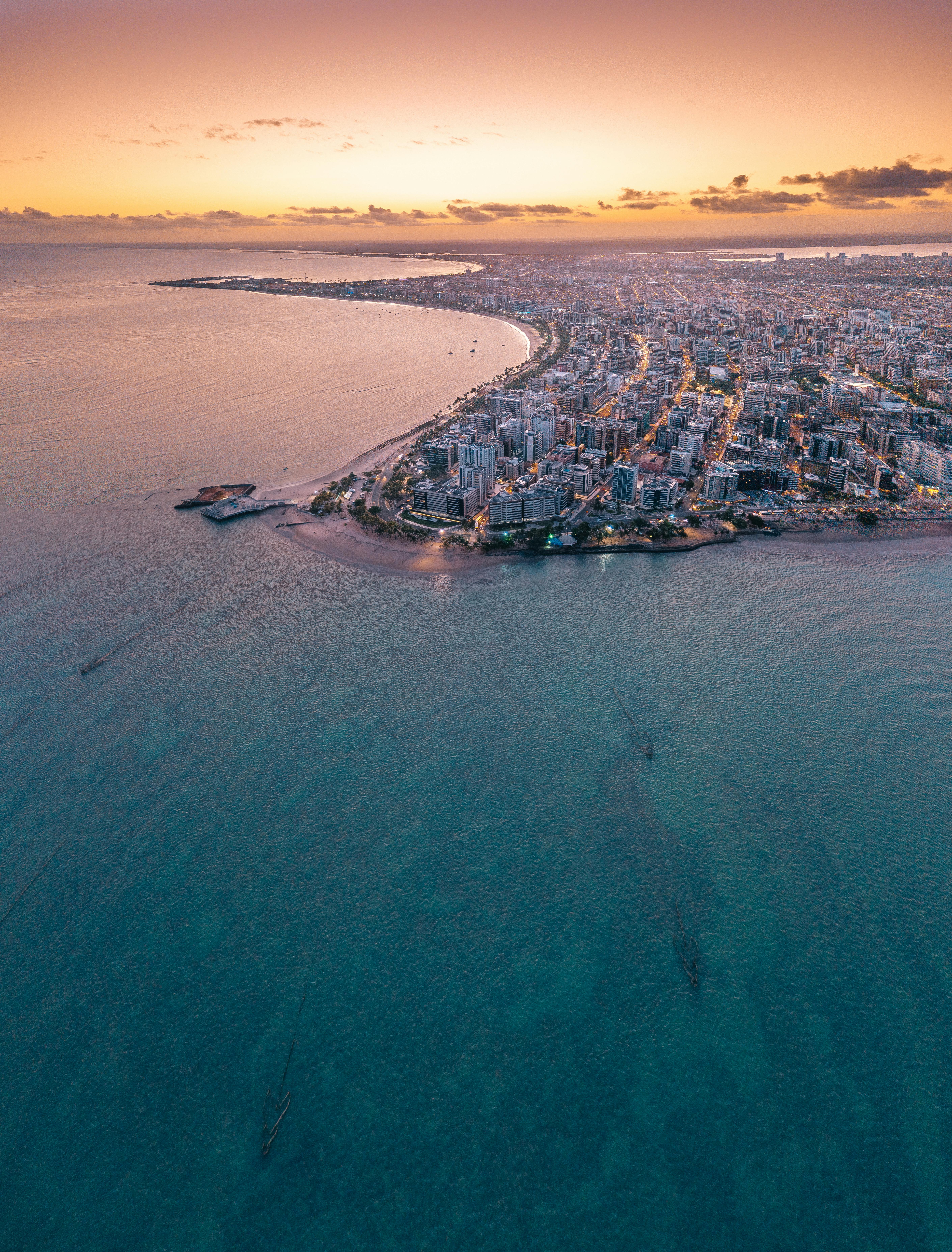 Aerial View of City Buildings Near the Sea · Free Stock Photo