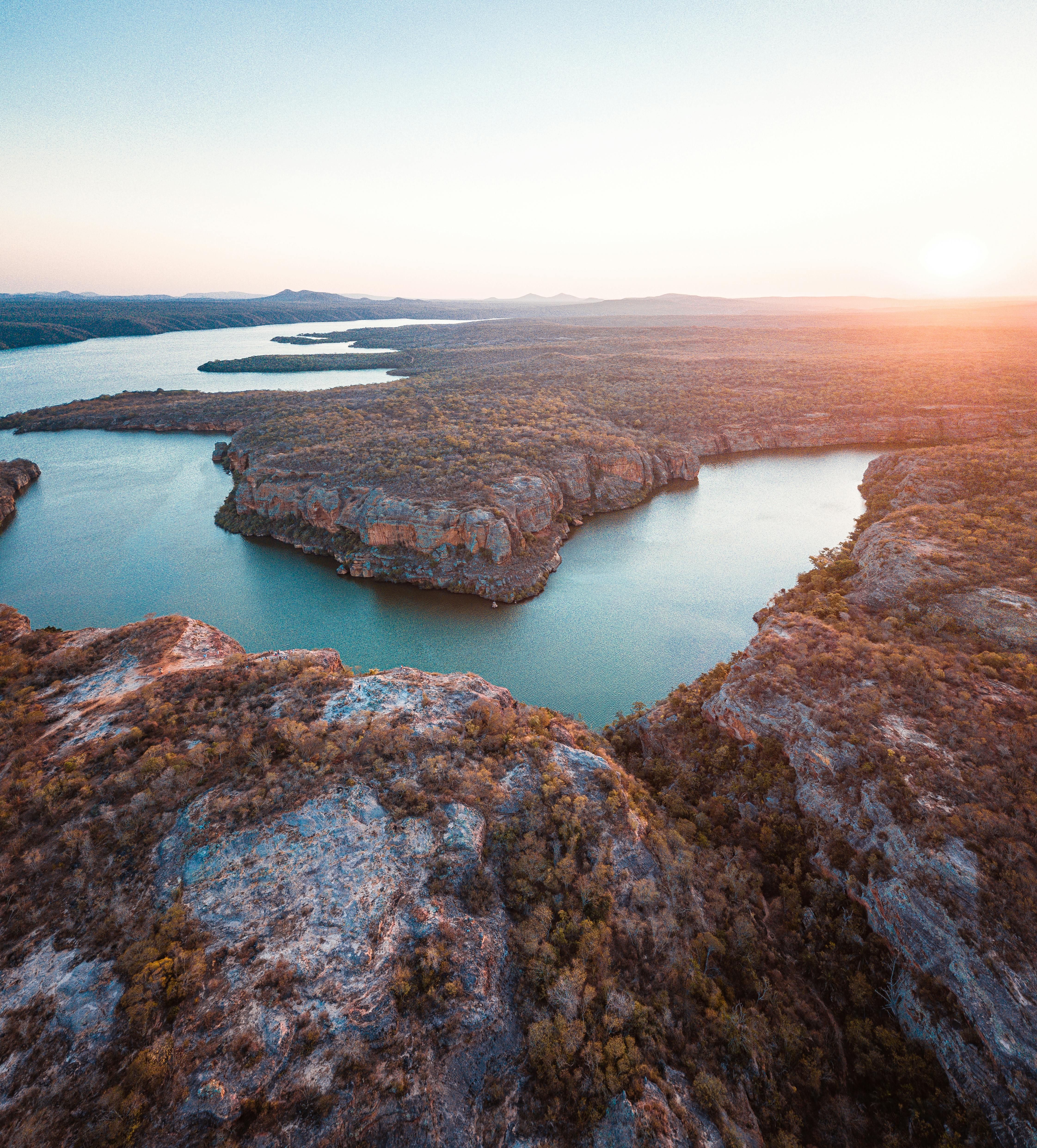 Aerial View of River Under the Ray of the Sun · Free Stock Photo