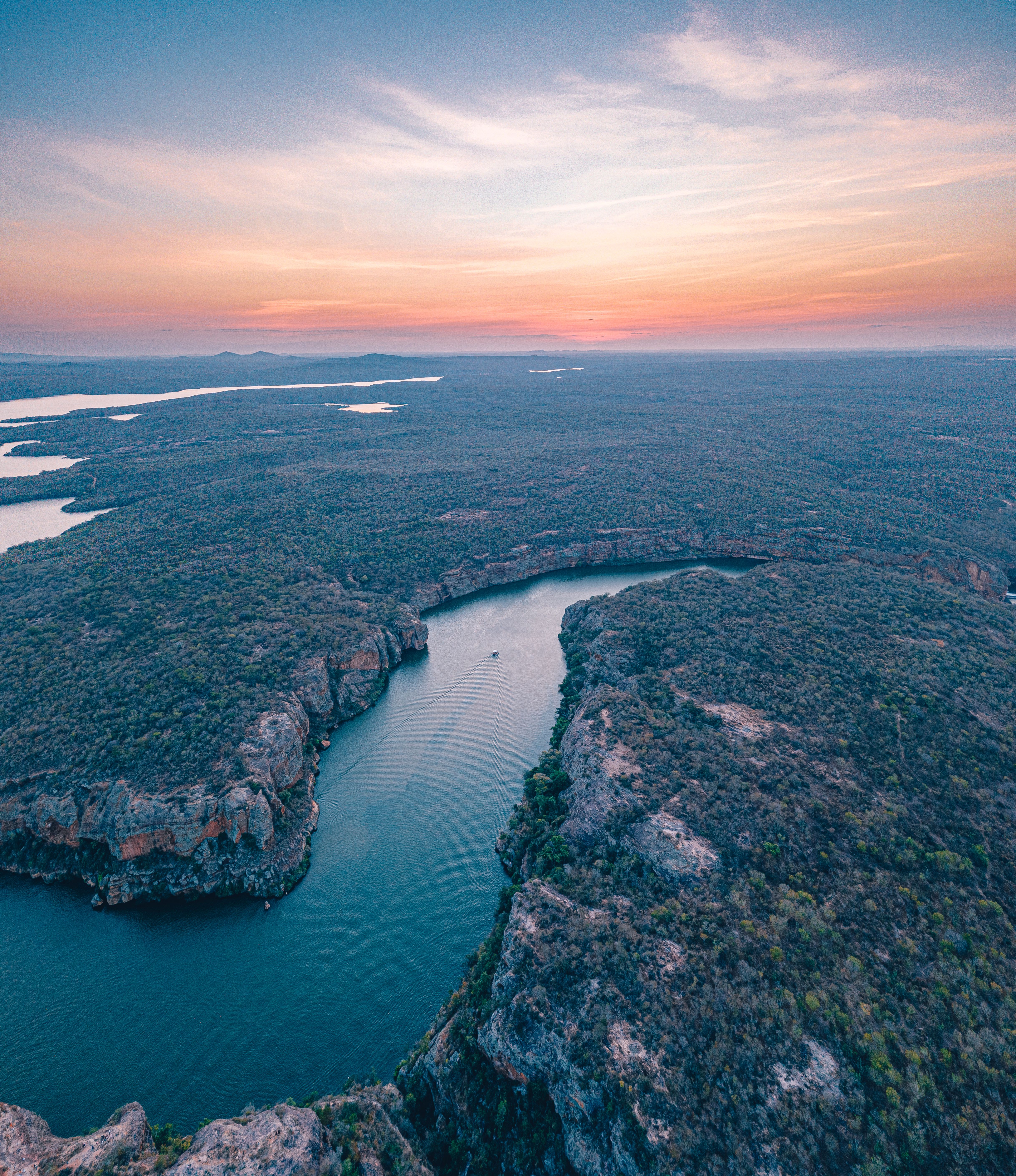 Aerial View of River Under the Ray of the Sun · Free Stock Photo