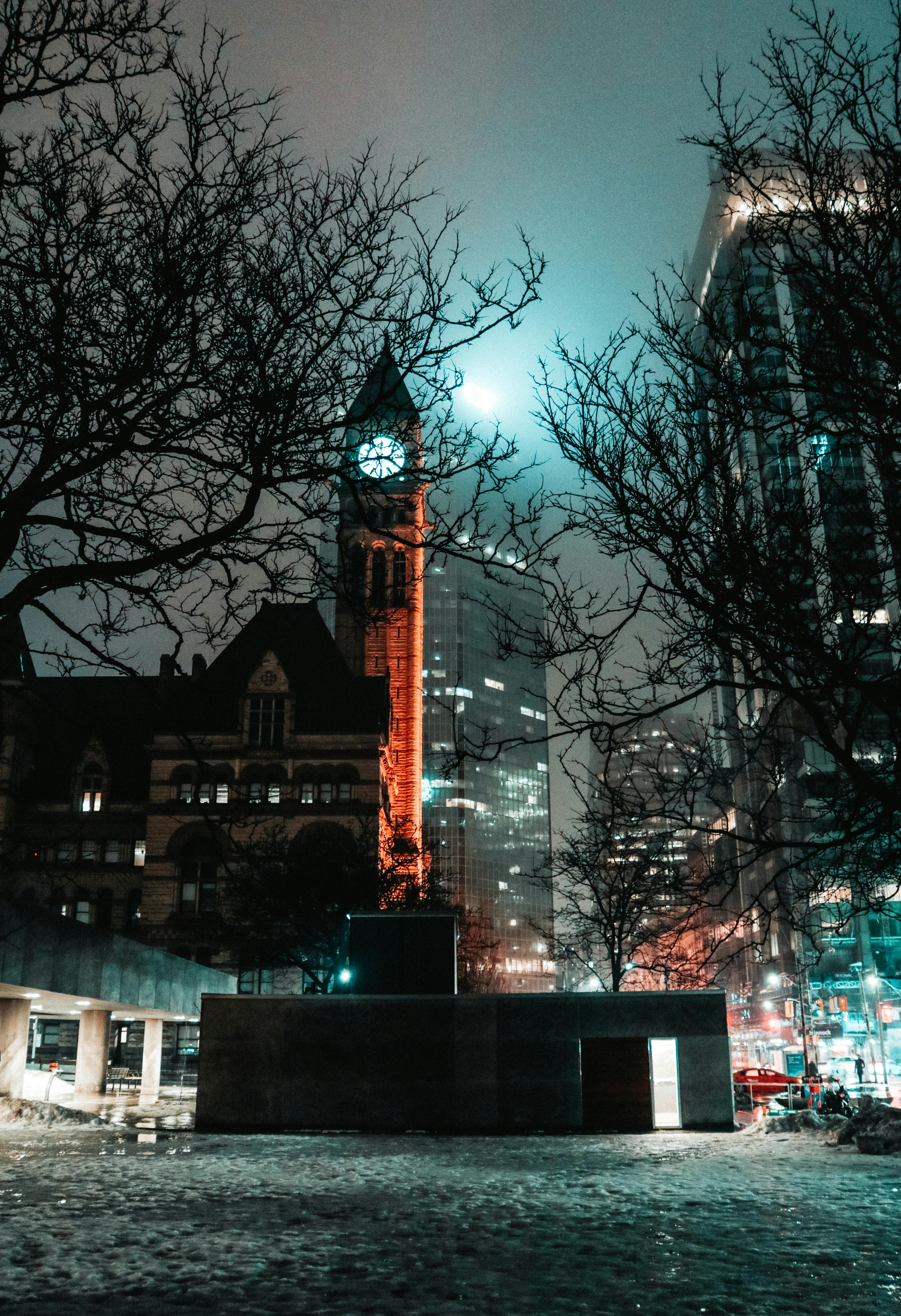 Illuminated Clock Tower during Night Time · Free Stock Photo