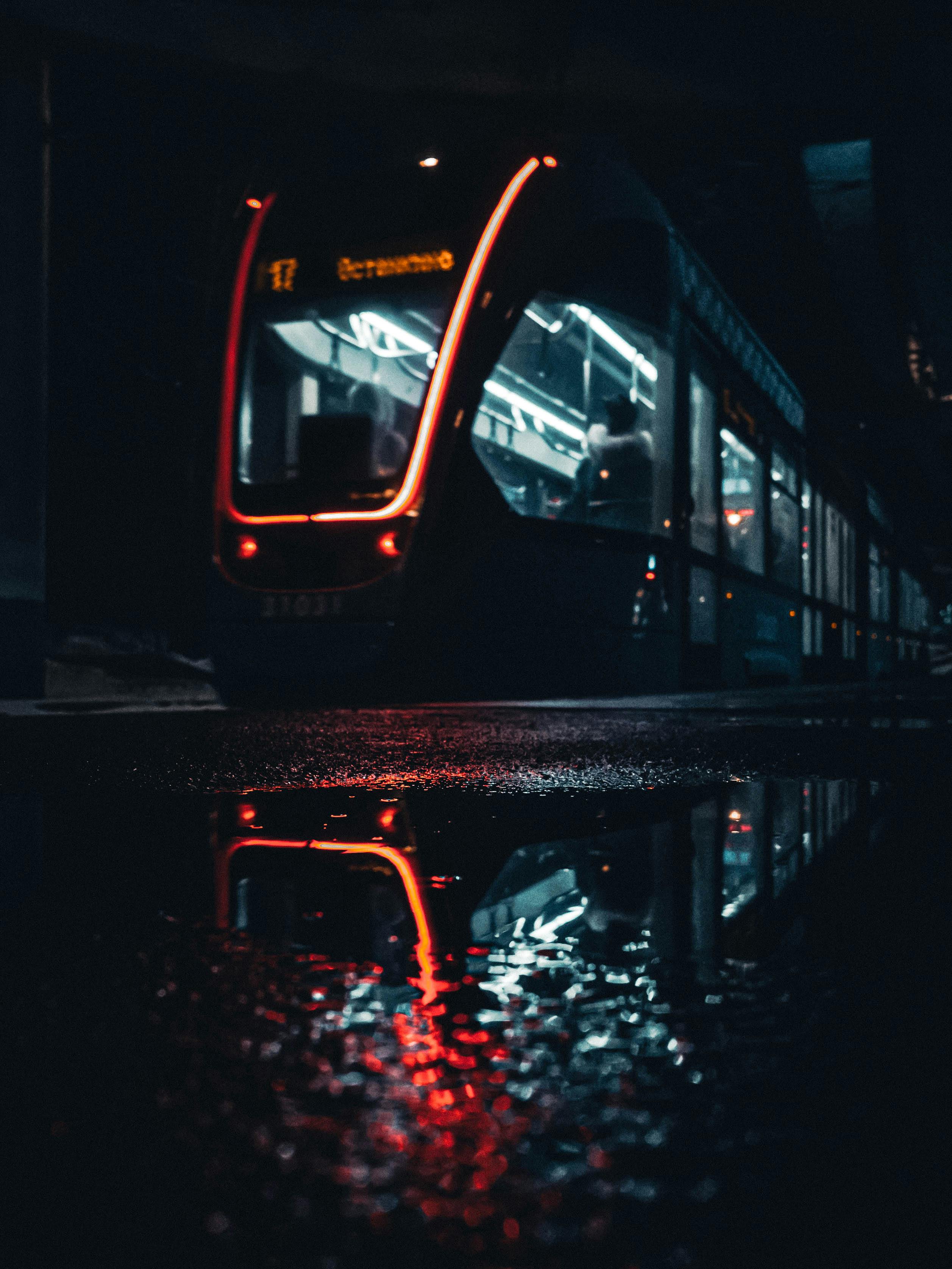 A Train at Night · Free Stock Photo
