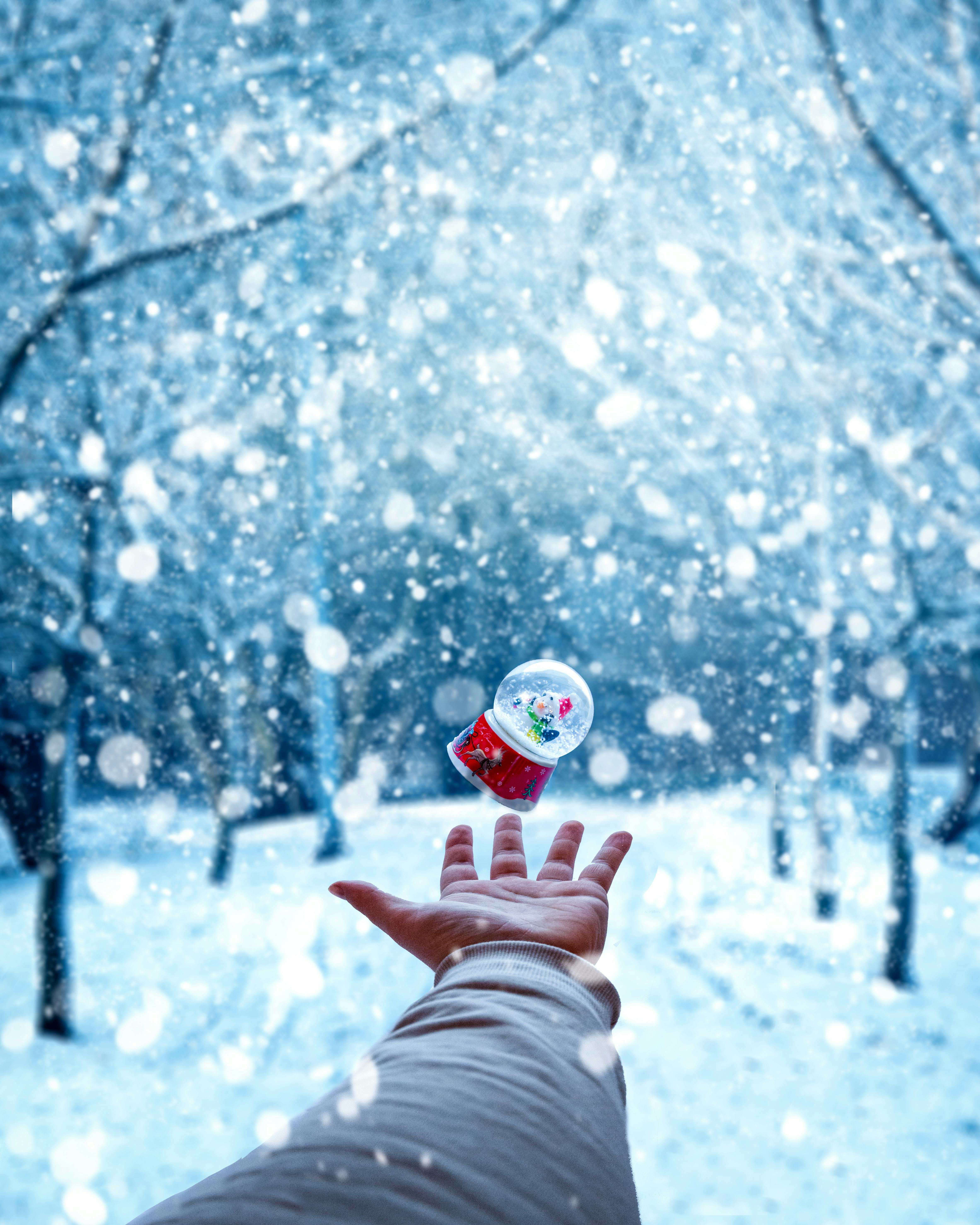 Person Hand Catching Snow Globe · Free Stock Photo