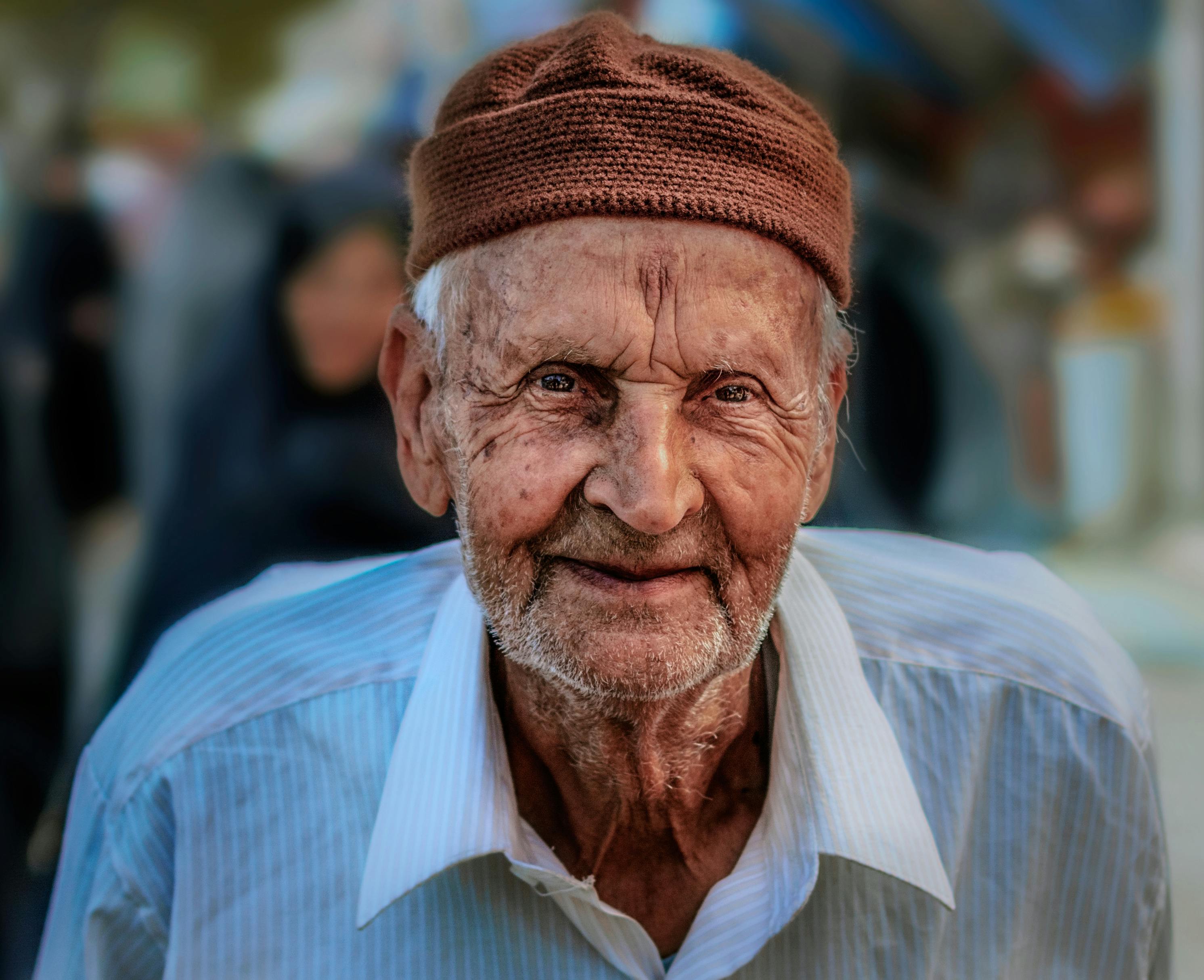 Elderly Wrinkled Man in Hat · Free Stock Photo