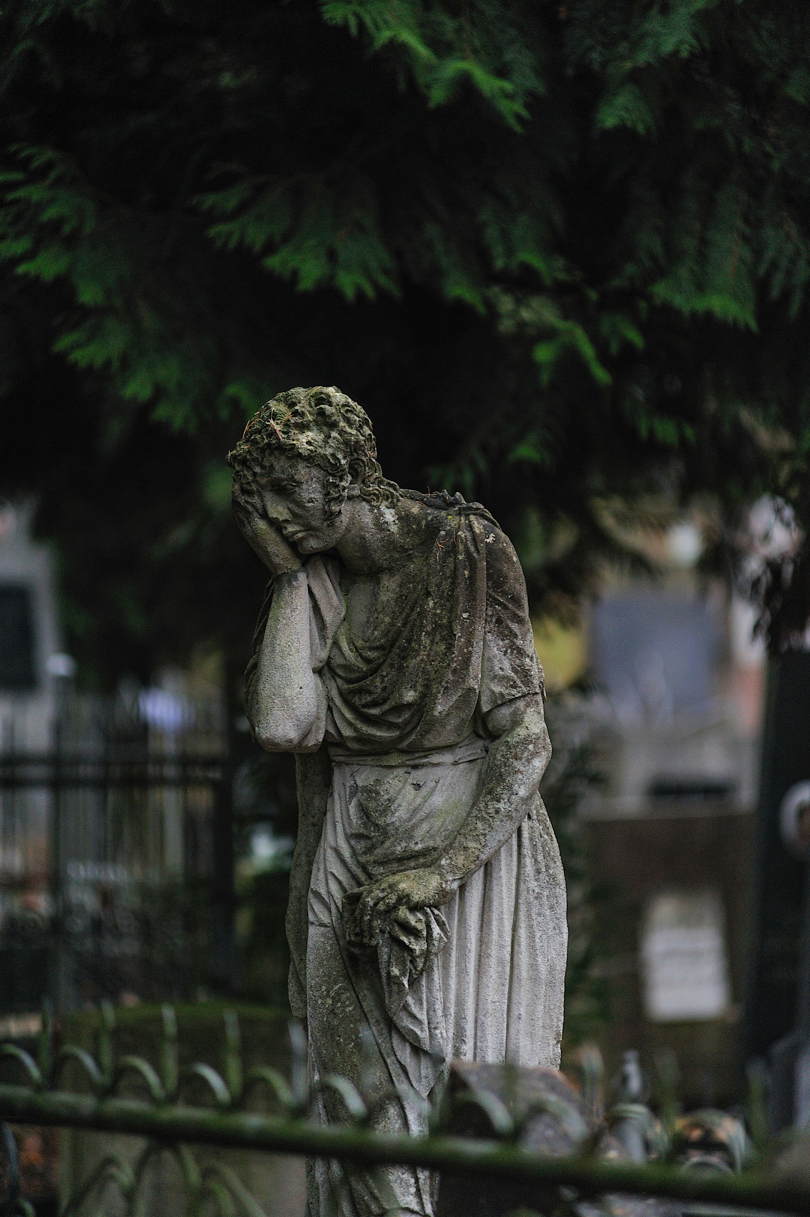 Human Statue Beside a Metal Fence · Free Stock Photo