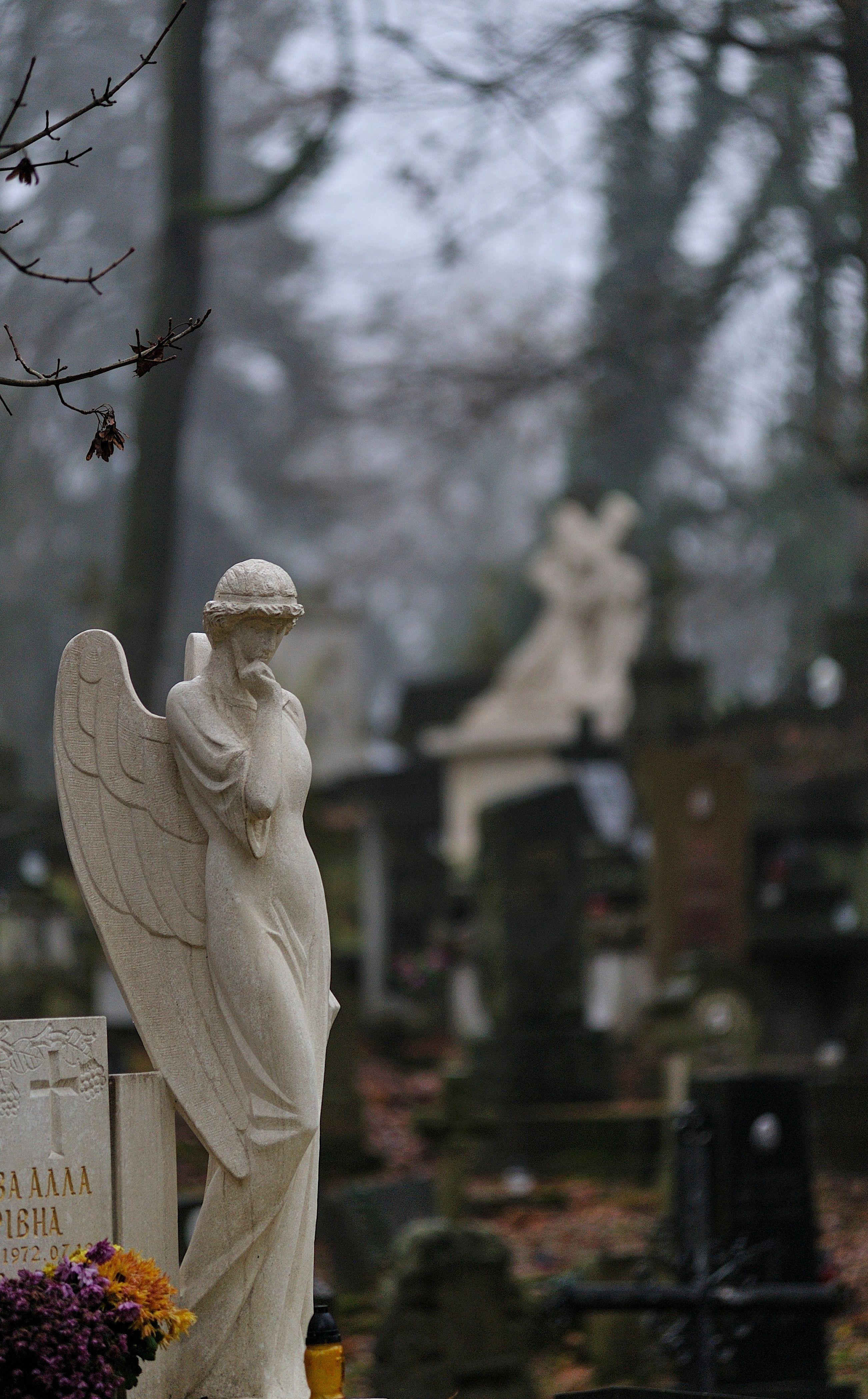 White Angel Statue on a Cemetery · Free Stock Photo
