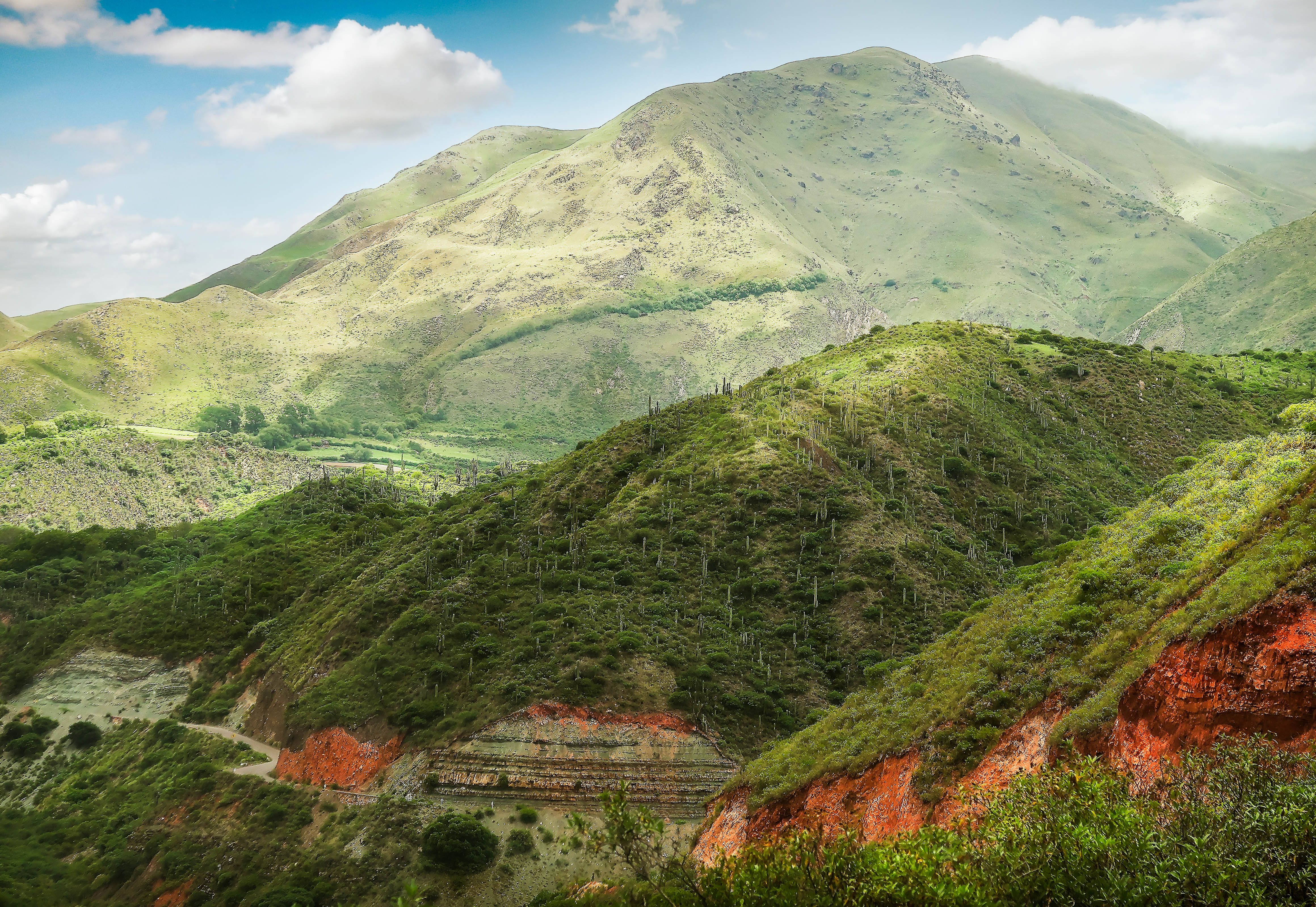 Green Hills and Mountain Landscape · Free Stock Photo