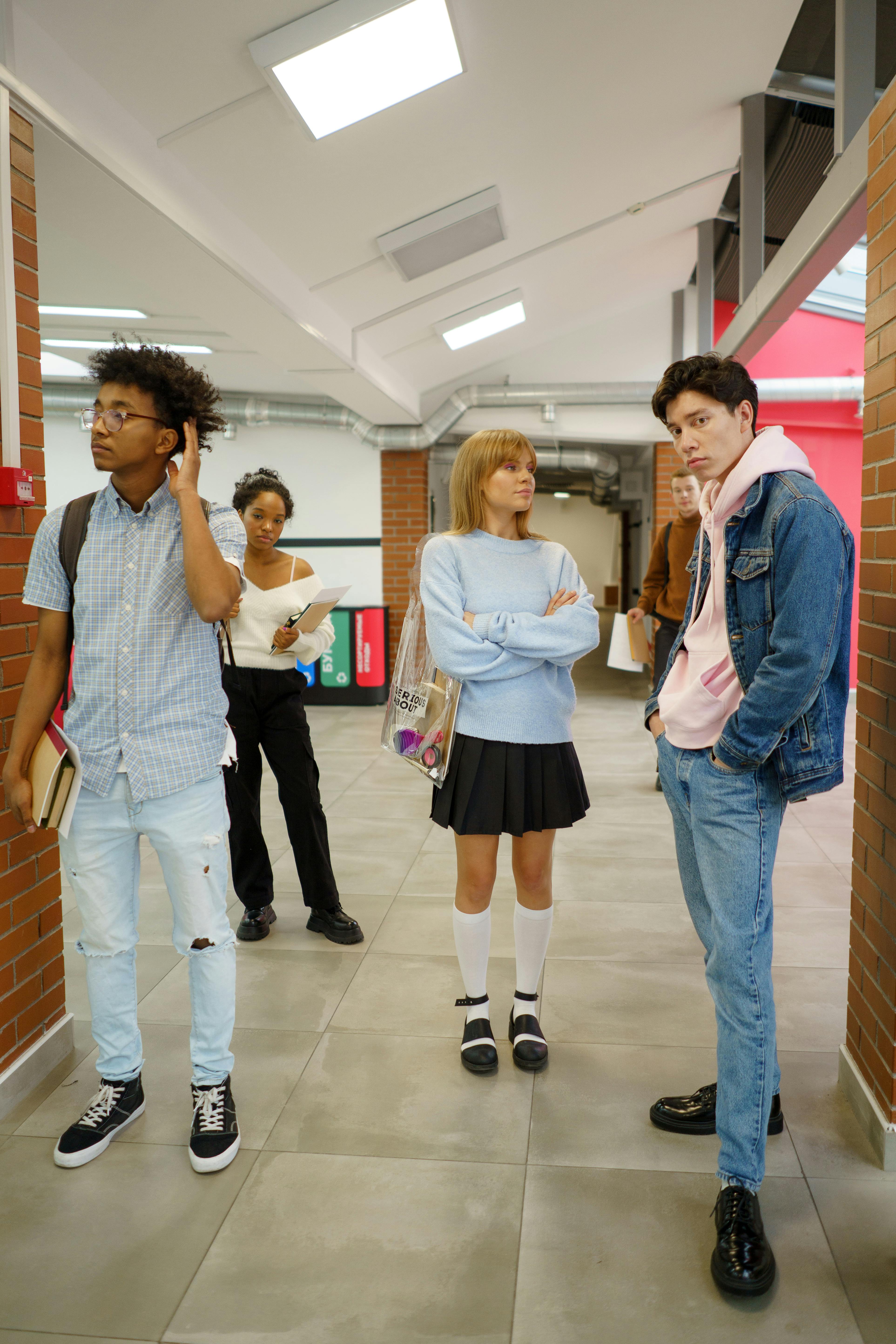 Students in the School Hallway · Free Stock Photo