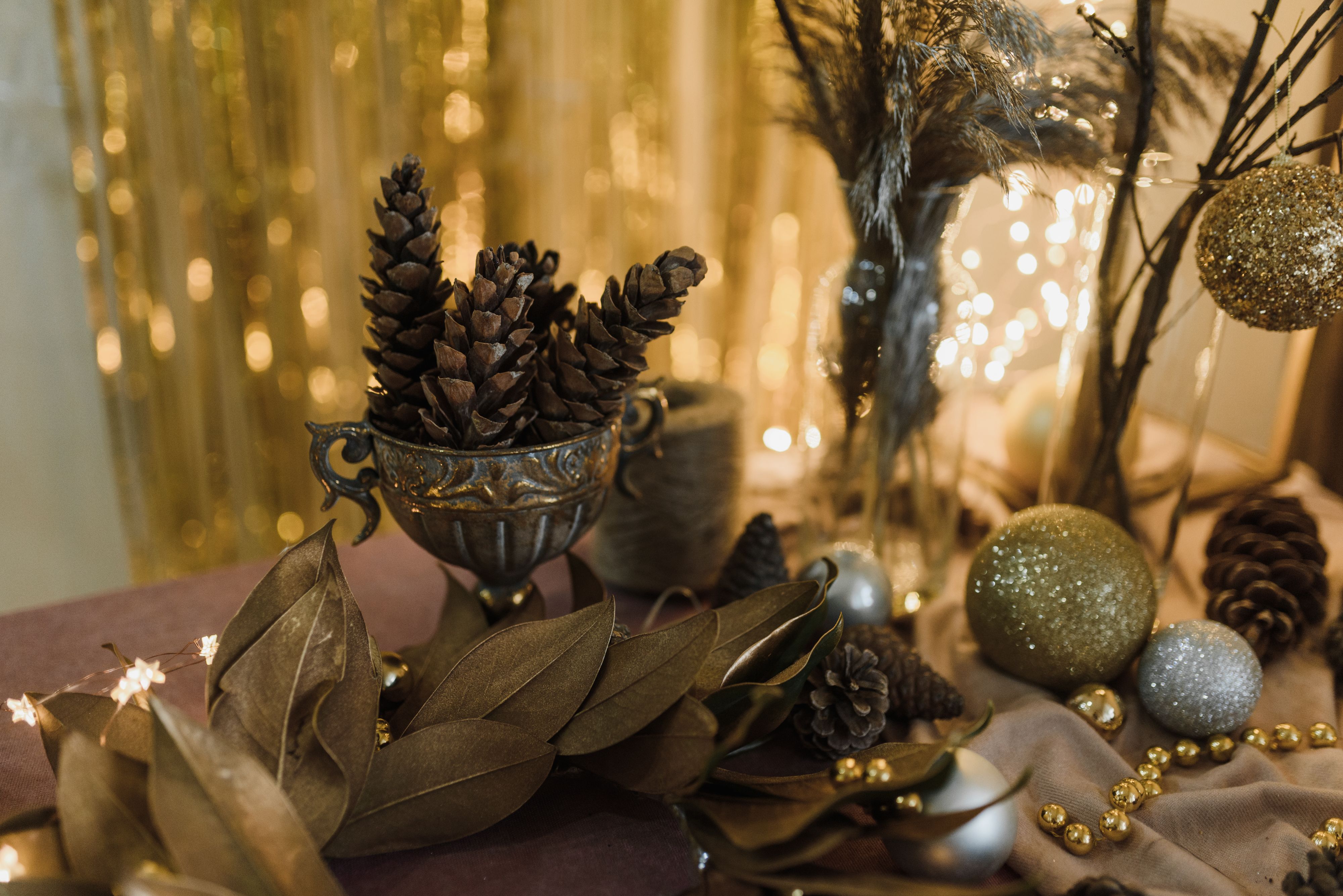 Golden Christmas Decorations · Free Stock Photo