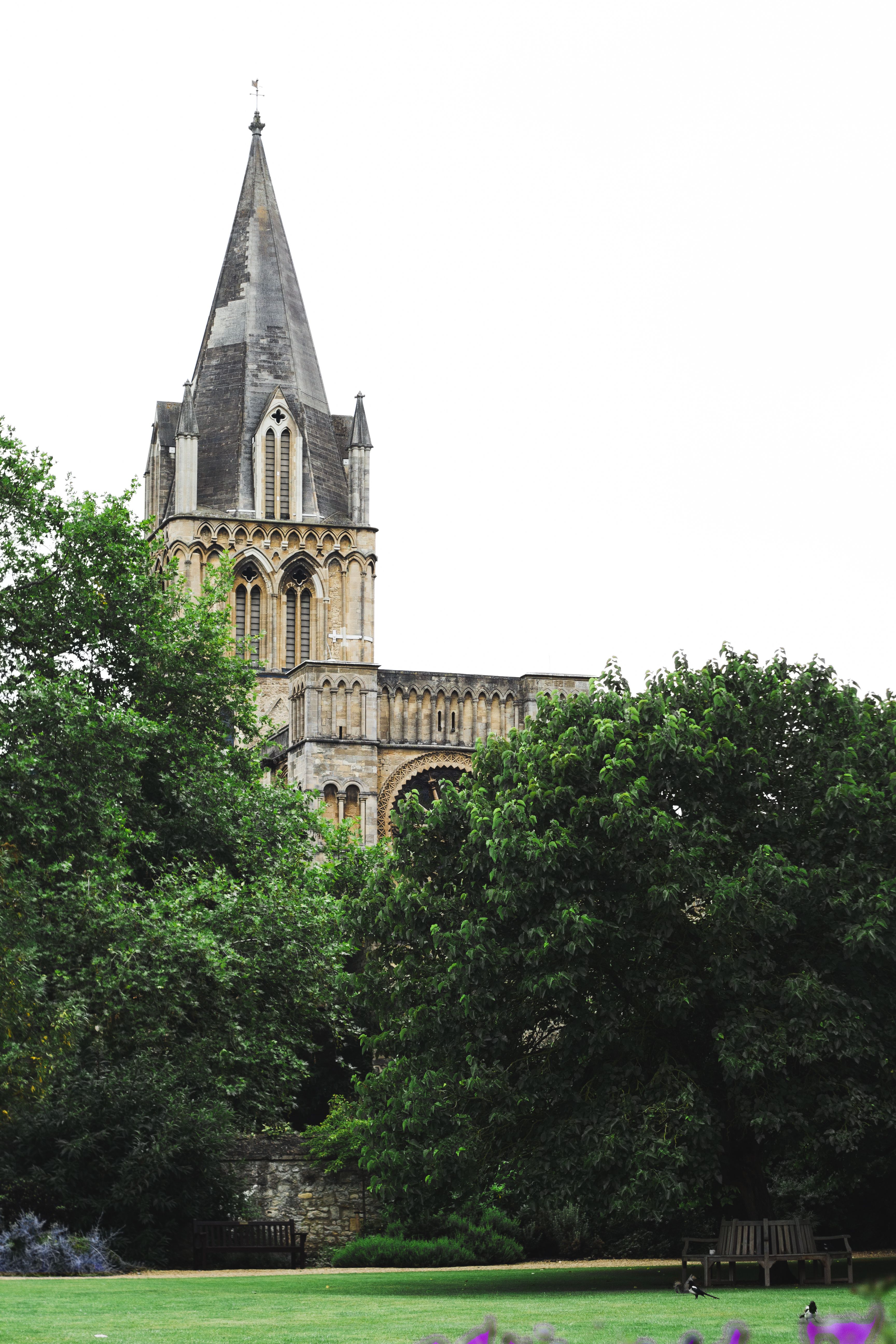 Medieval church surrounded by lush park · Free Stock Photo