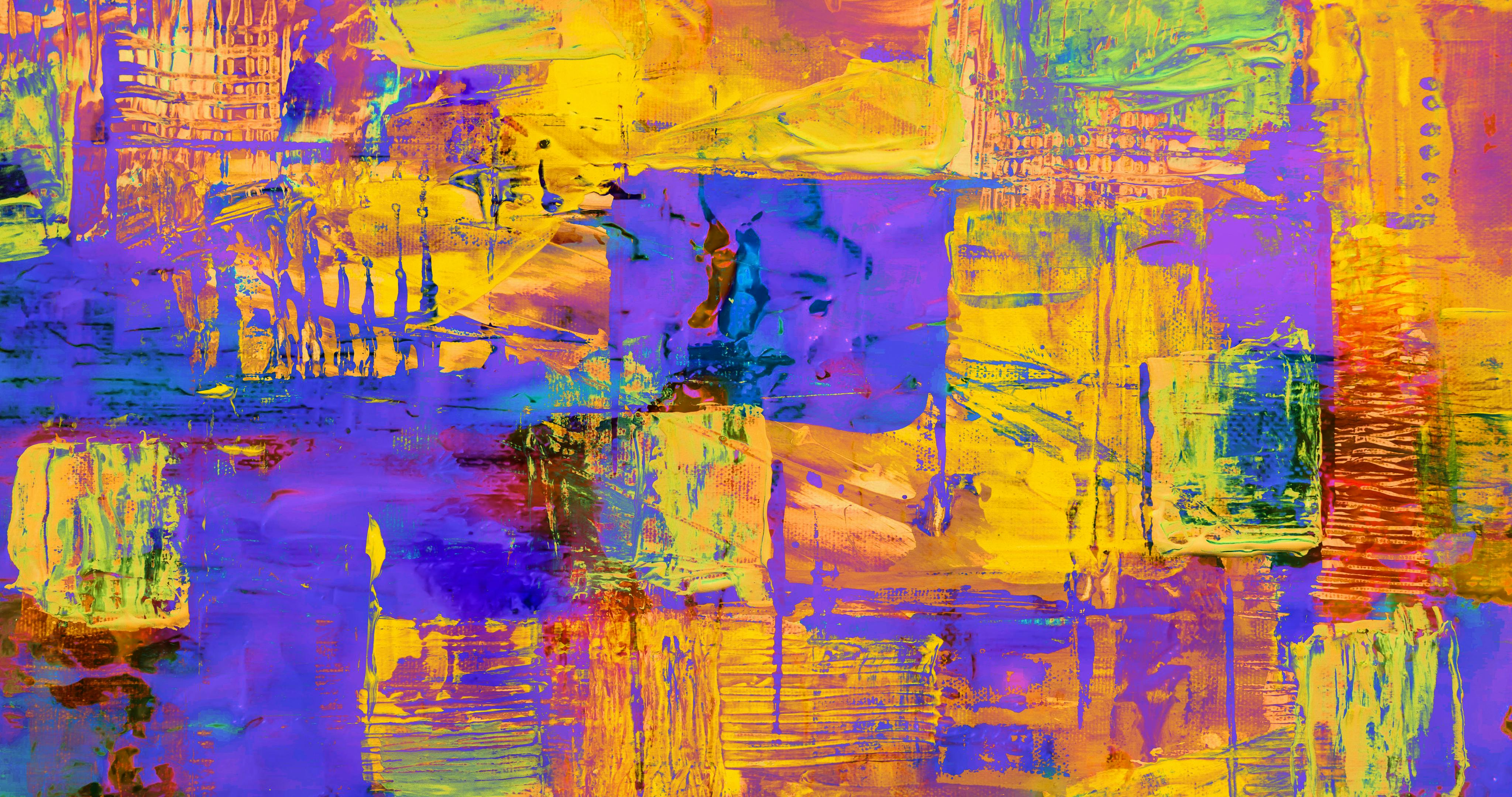 Yellow and Purple Abstract Painting · Free Stock Photo